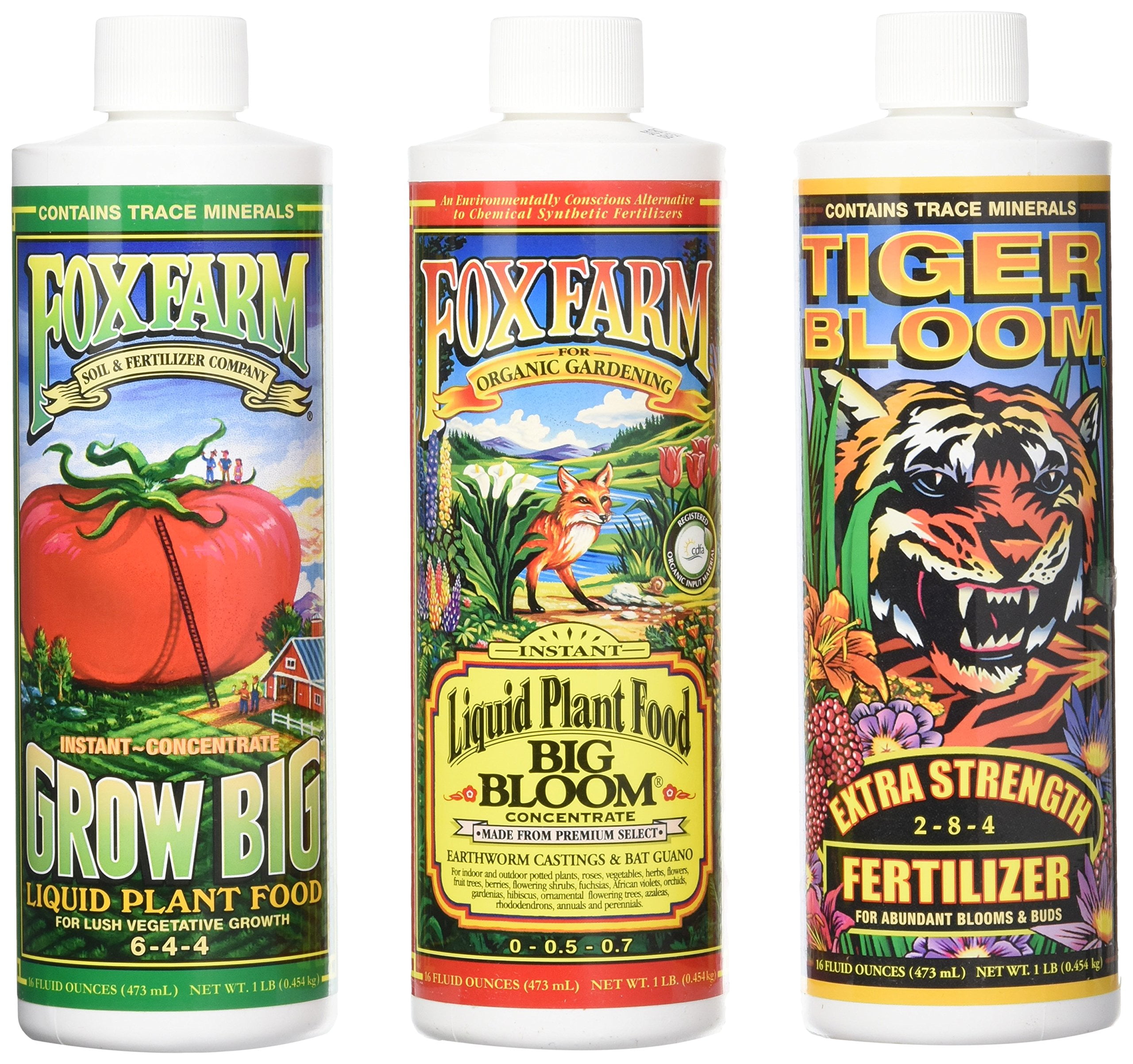 Fox Farm Liquid Nutrient Trio Soil Formula - Big Bloom, Grow Big, Tiger ...