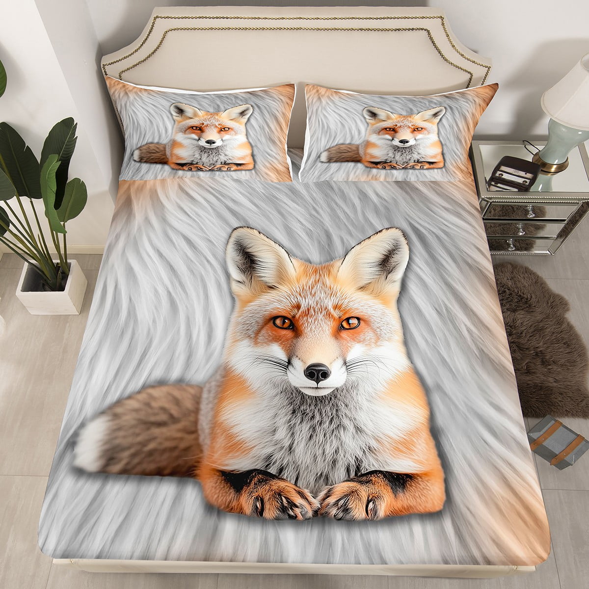 Fox Fitted Sheet,Fox Hide Pattern Bed Sheets,Jungle Animal Sheets Full ...