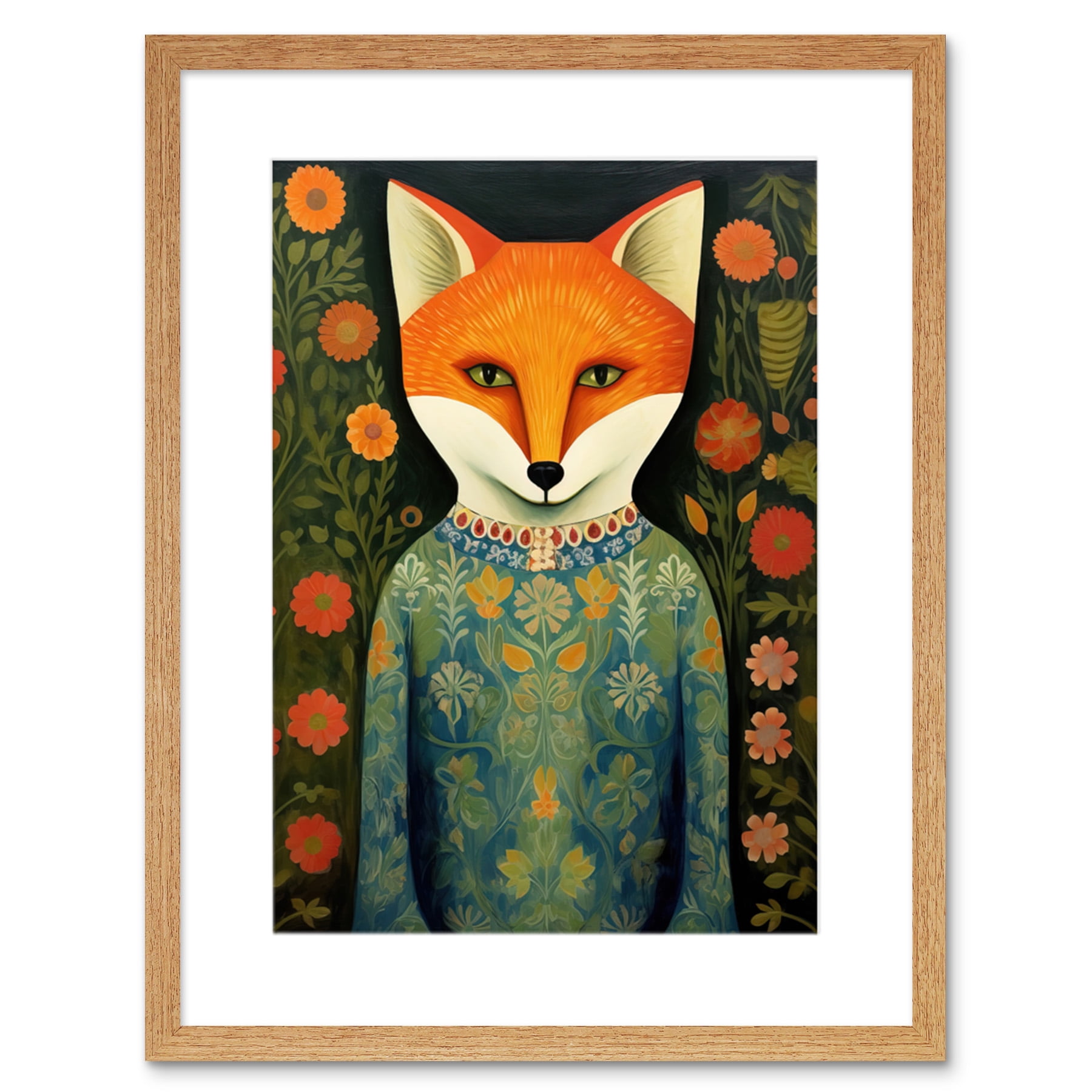 Fox Flaunting Fancy Floral Frock Felicia Flower Field Fun Artwork ...