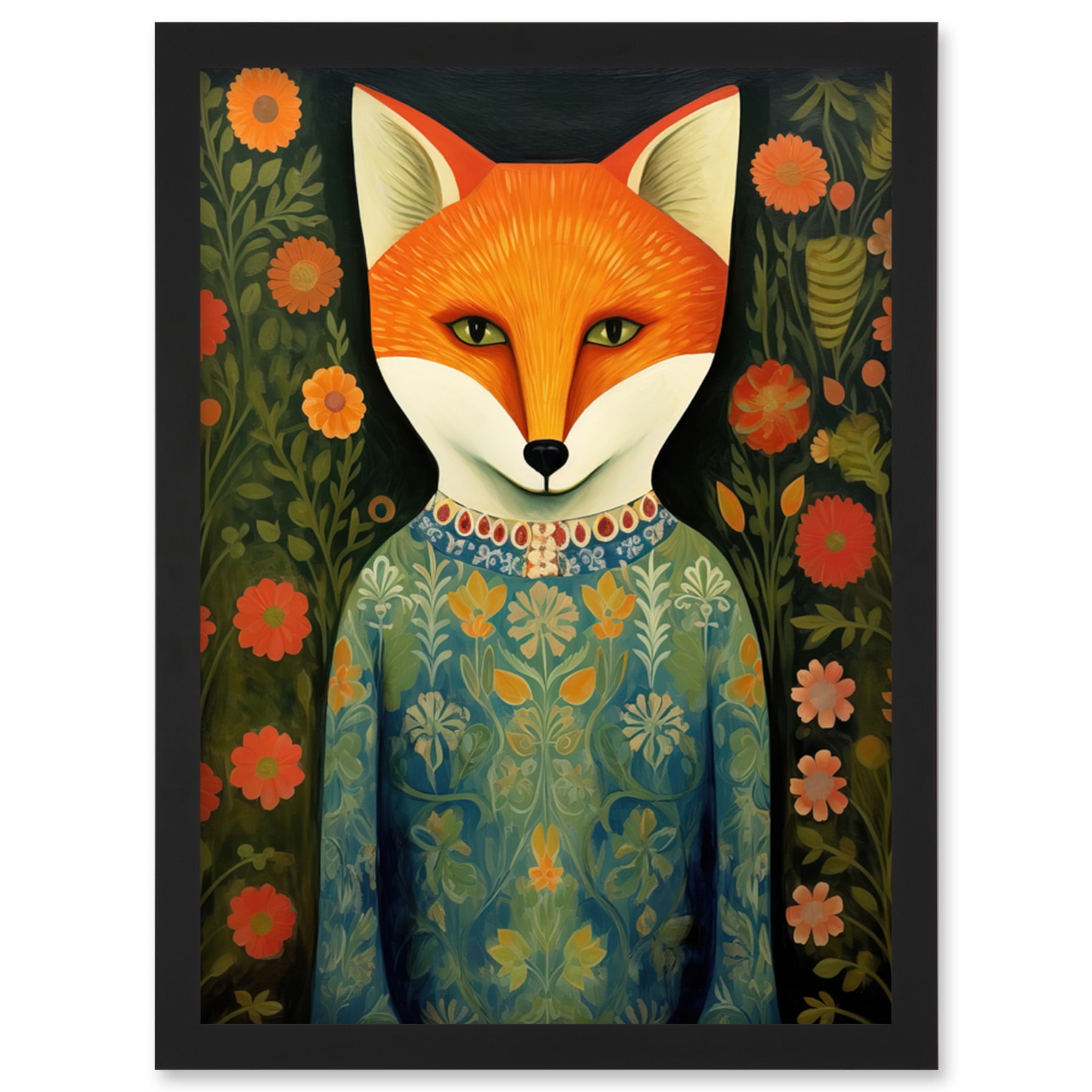 Fox Flaunting Fancy Floral Frock Felicia Flower Field Fun Artwork ...