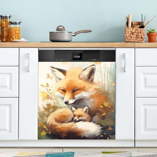 Fox Floral Dishwasher Magnet Cover Magnetic Sticker Dish Washer Door ...