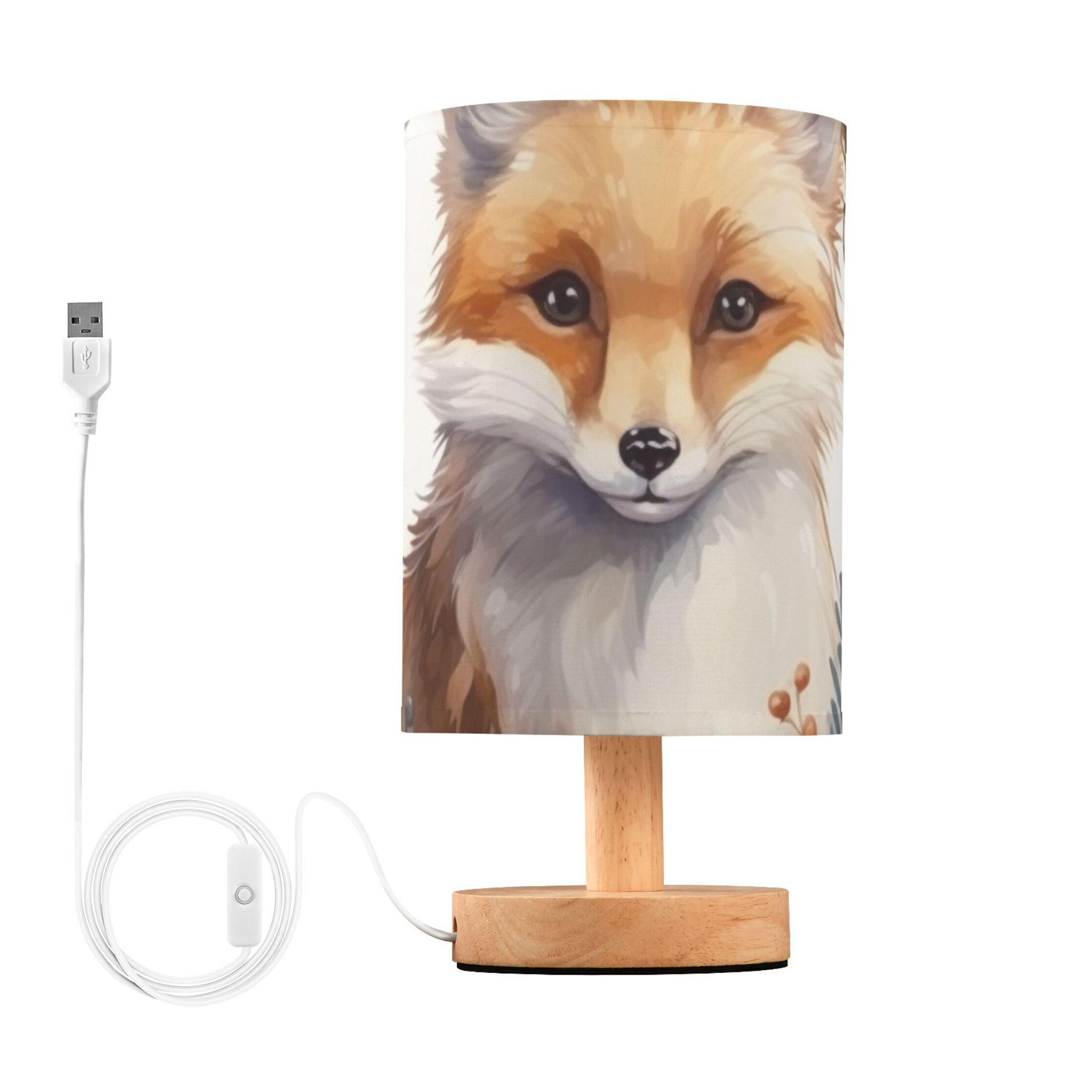 Fox Flowers Bedside Table Lamp LED Warm Lights with USB Charging Port ...