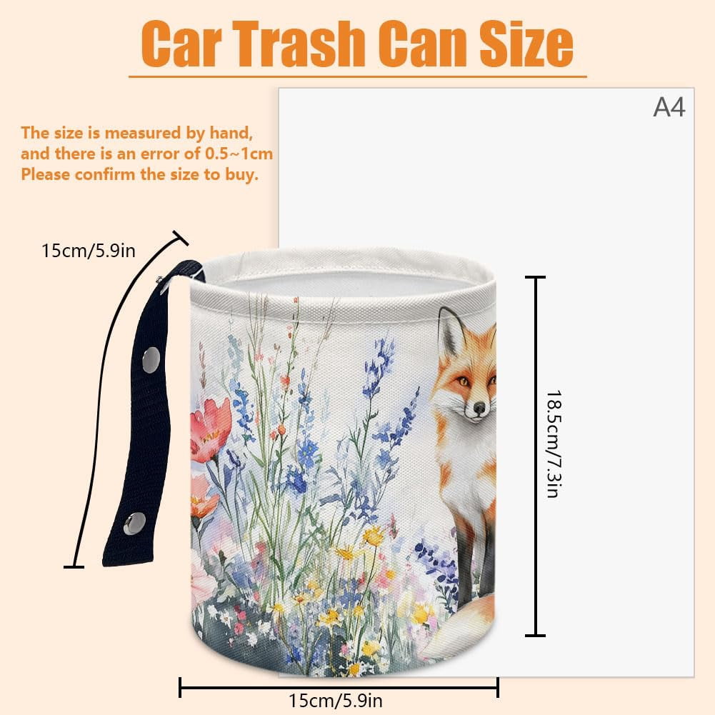Fox Flowers Car Trash Can Waterproof Garbage Can Car Seat Back Hanging ...