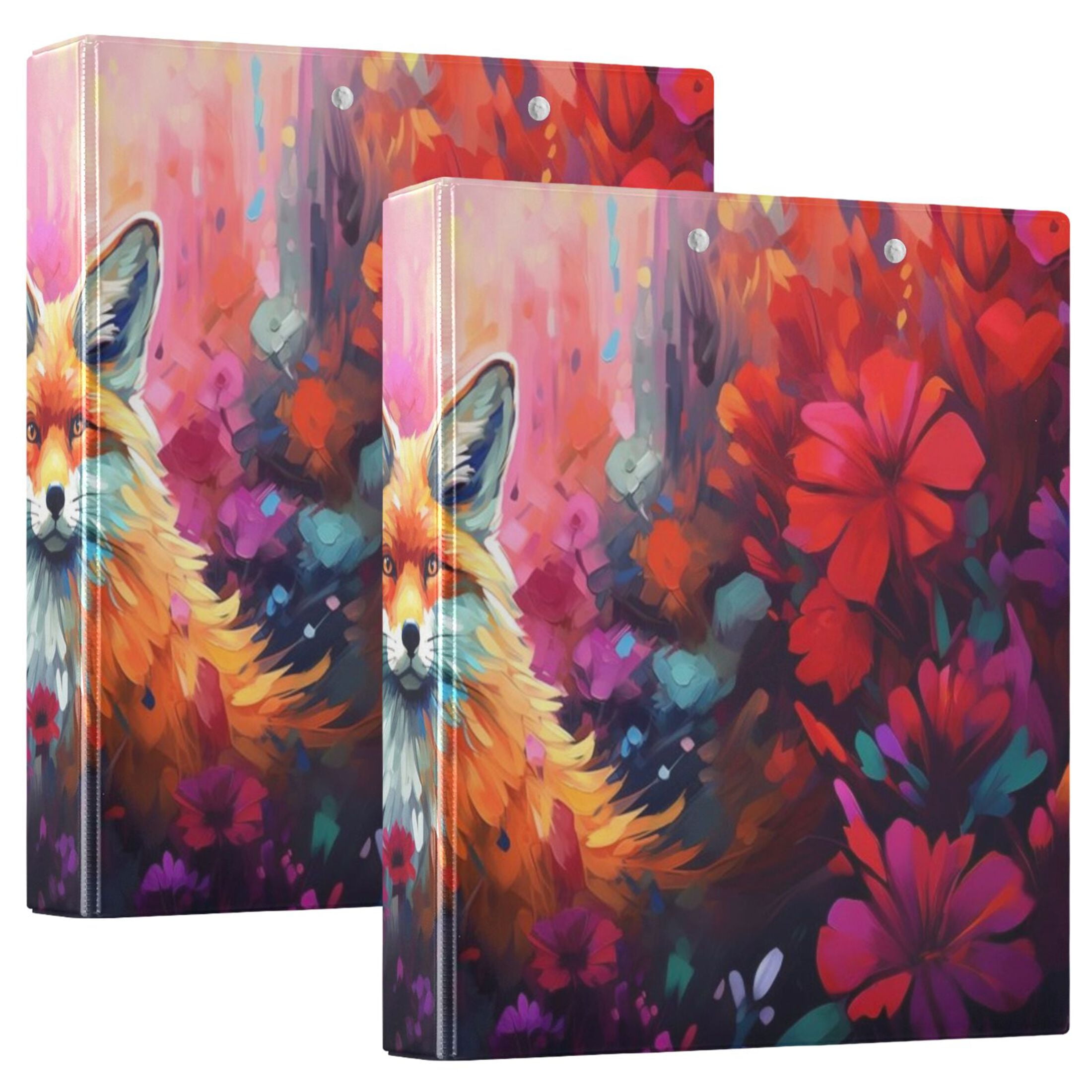 Fox Flowers Floral 3 Ring Binders 1.5 inch Hardcover File Folders with ...