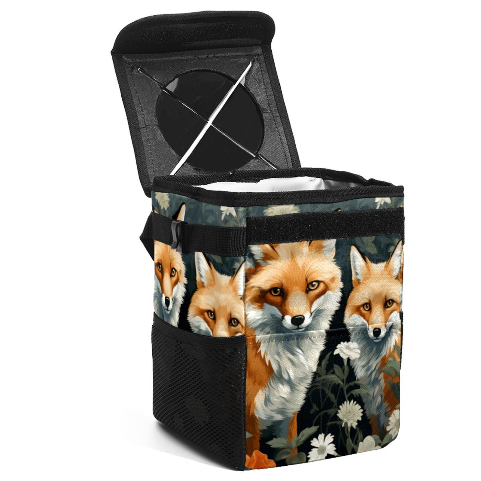Fox Foldable Car Trash Bin with Lid, Leak-Proof, Hanging Storage Bag ...
