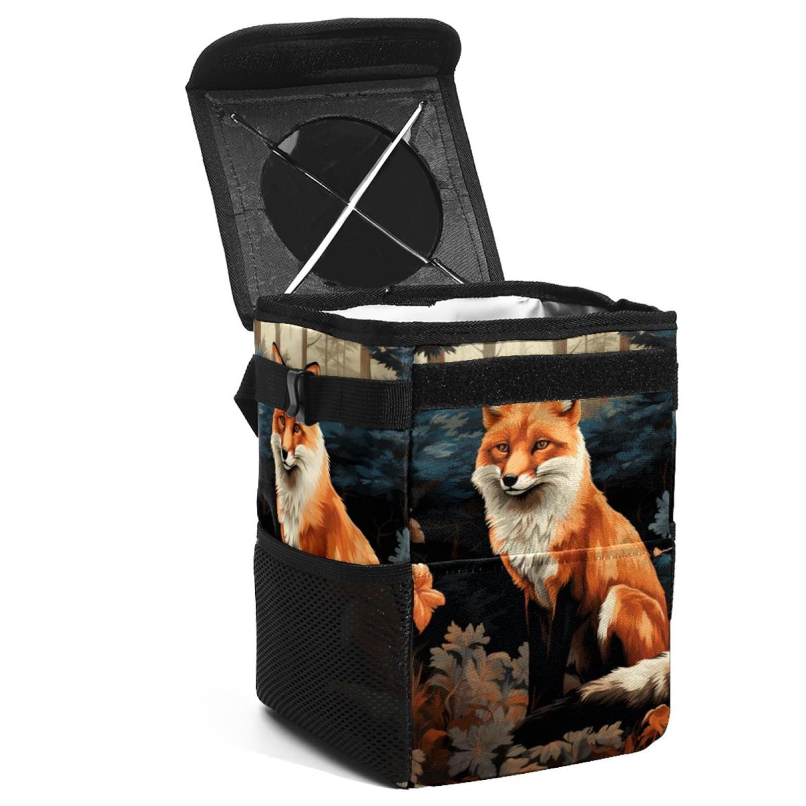 Fox Foldable Car Trash Bin with Lid, Leak-proof Mini Trash Can for Car ...