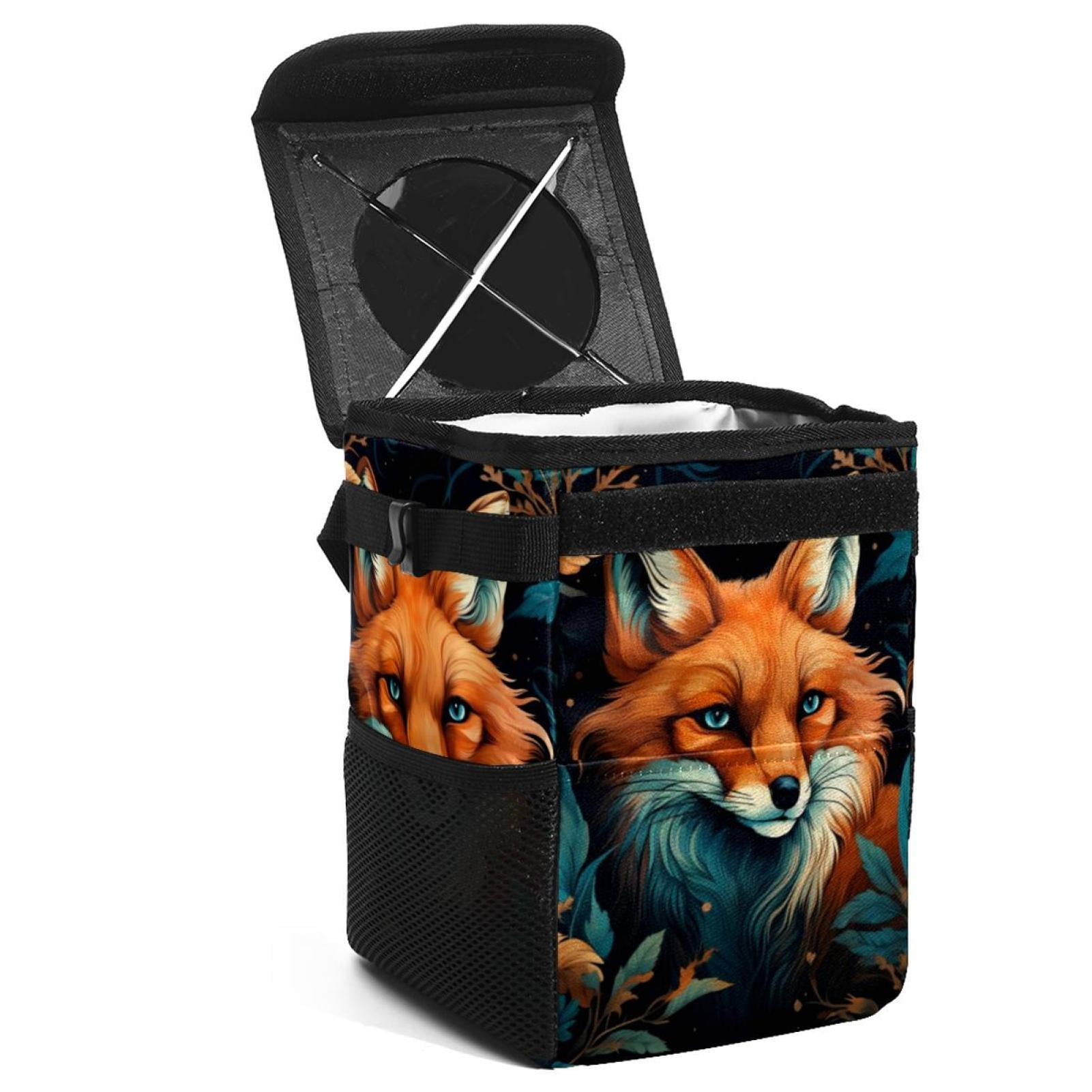 Fox Foldable Car Trash Can with Lid and Leak-Proof Hanging Storage Bag ...
