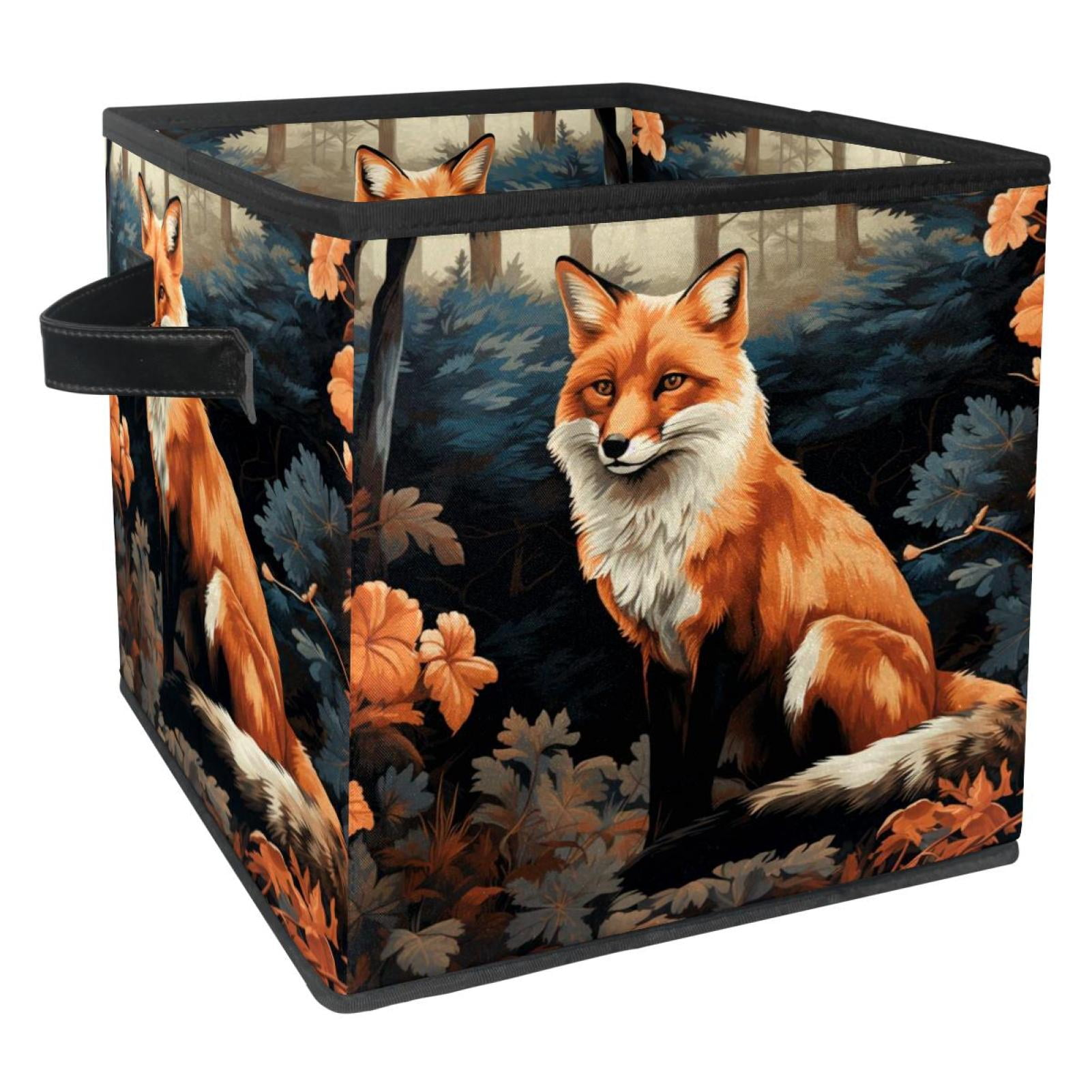Fox Foldable Storage Basket with Handle, 10.8"x10.5"x10.6", Large ...
