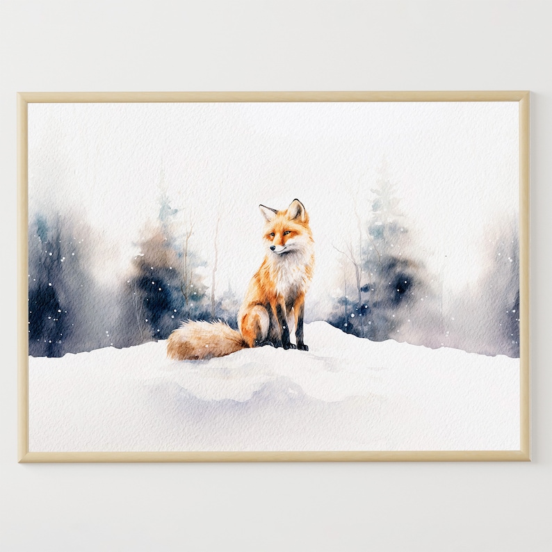 Fox Forest Animal Art Poster Woodland Wall Art Red Fox Poster, Unframed ...