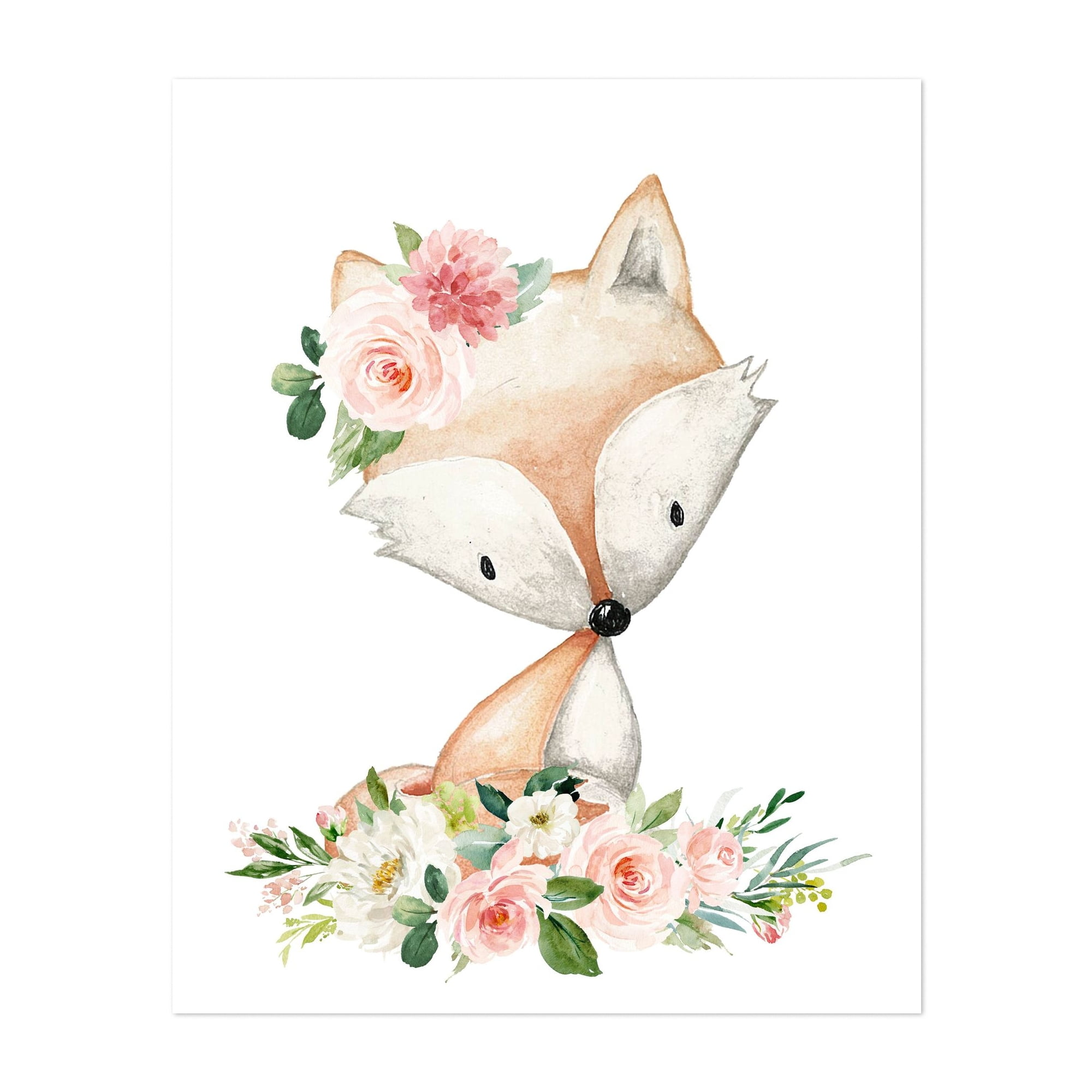 Fox, Forest Animals, Woodland Animals, Boho, Pink Flowers, Girl Nursery ...