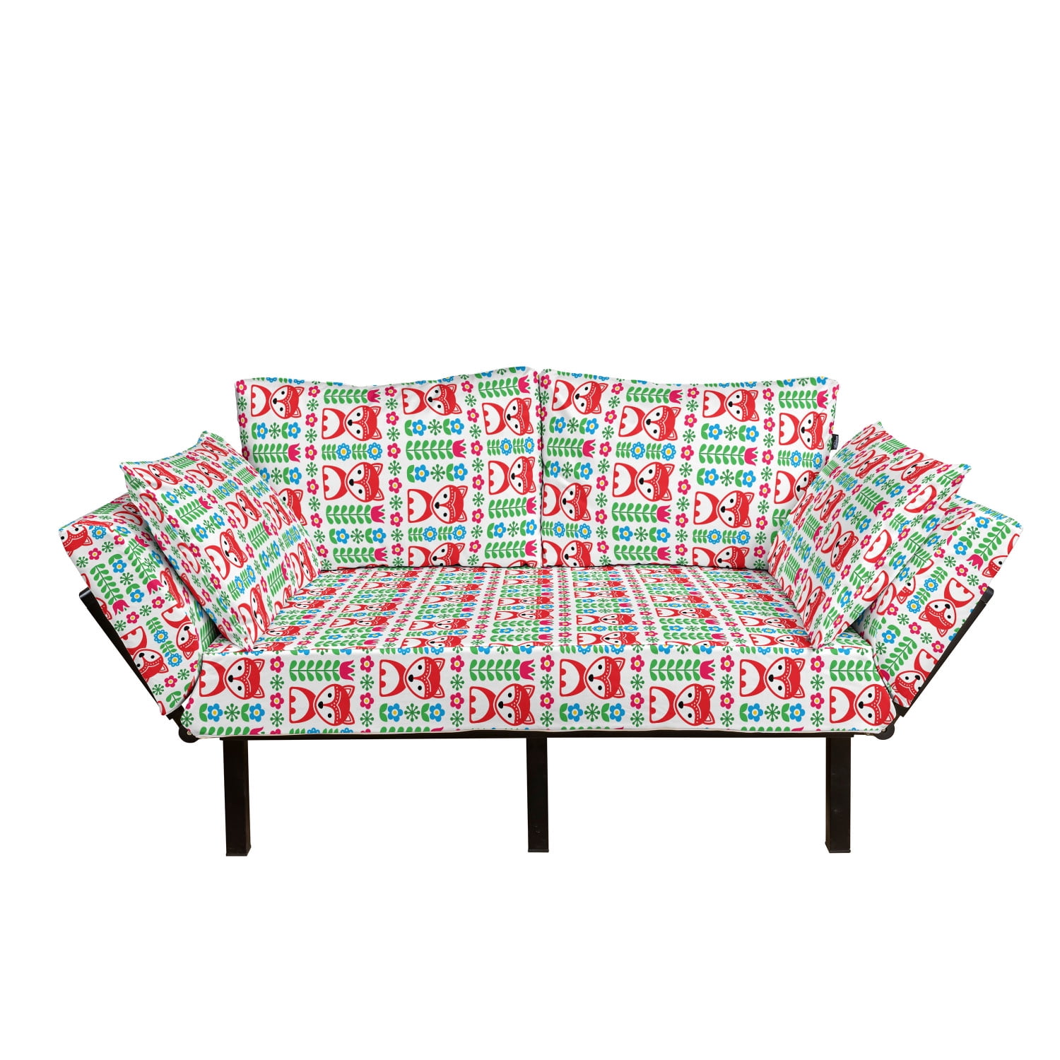 Fox Futon Couch, Scandinavian Style Woodland Animals Pattern ...