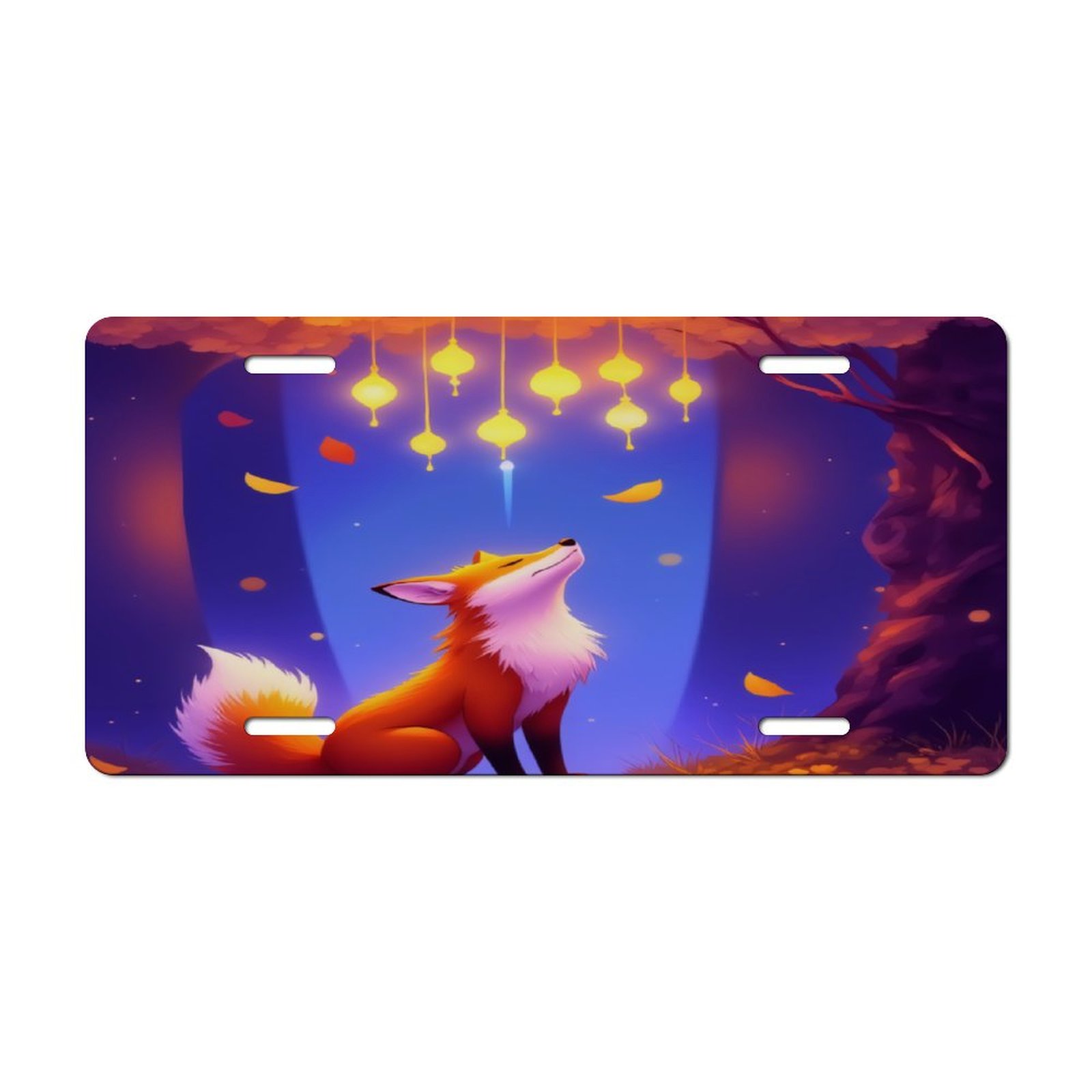 Fox Gazing at Lanterns License Plate Lightweight Aluminum Automotive ...