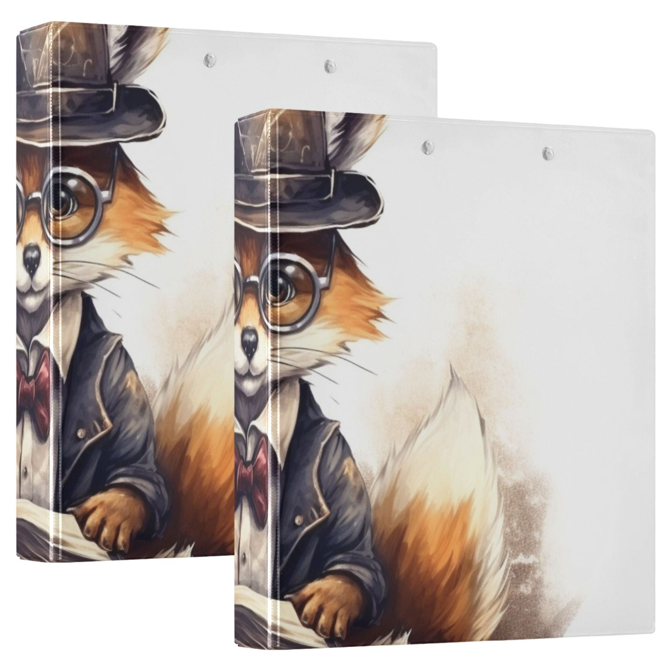 Fox Glasses Book Hat Suit 3 Ring Binders 1.5 inch Hardcover File ...