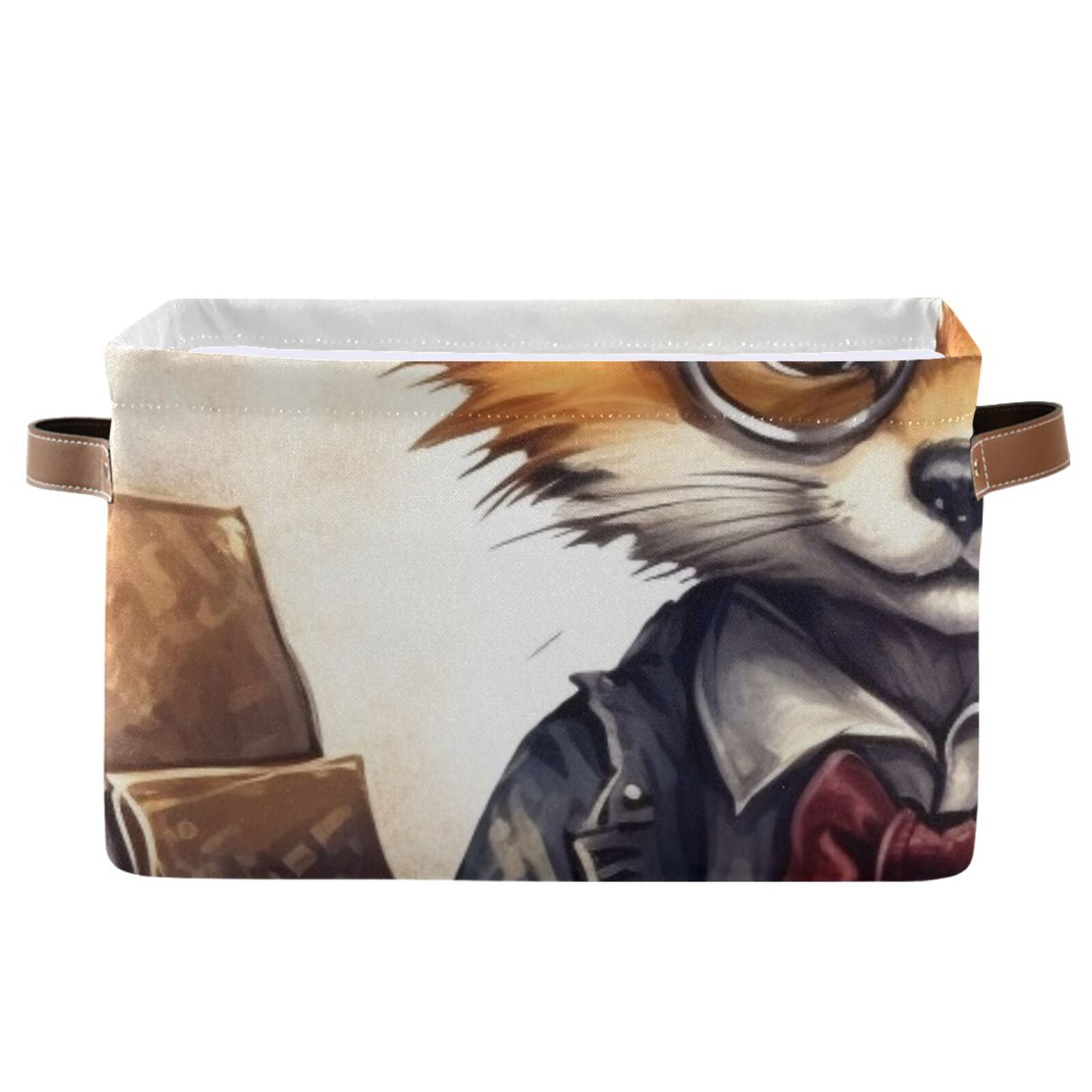 Fox Glasses Book Hat Suit Storage Bins Baskets With Handles Storage Box ...