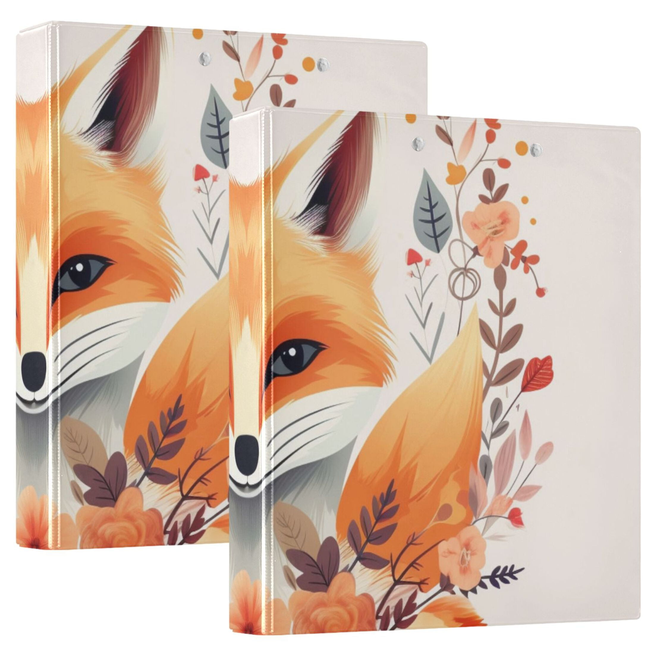 Fox Head Flowers 3 Ring Binders 1.5 inch Hardcover File Folders with ...