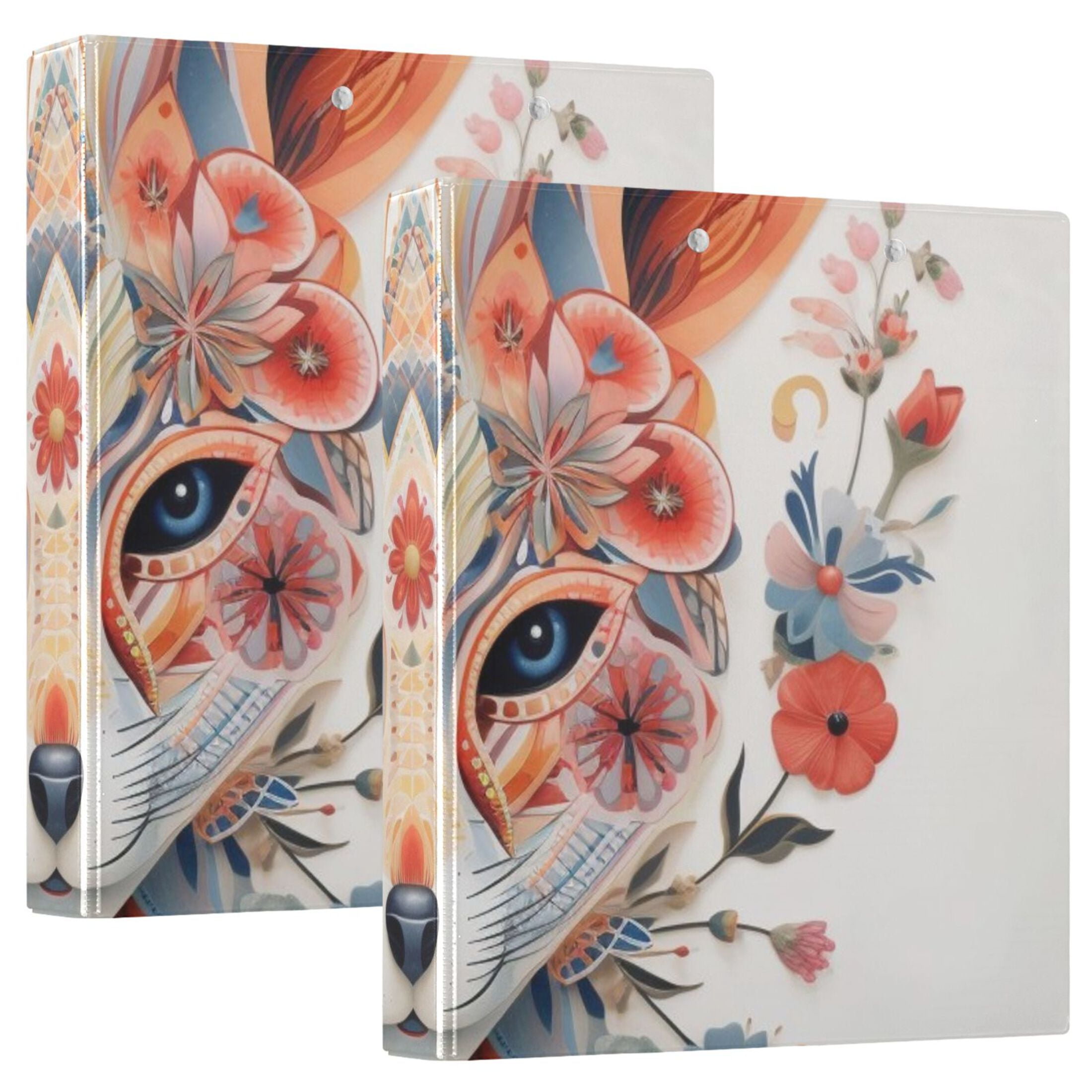 Fox Head Flowers 3 Ring Binders 1.5 inch Hardcover File Folders with ...