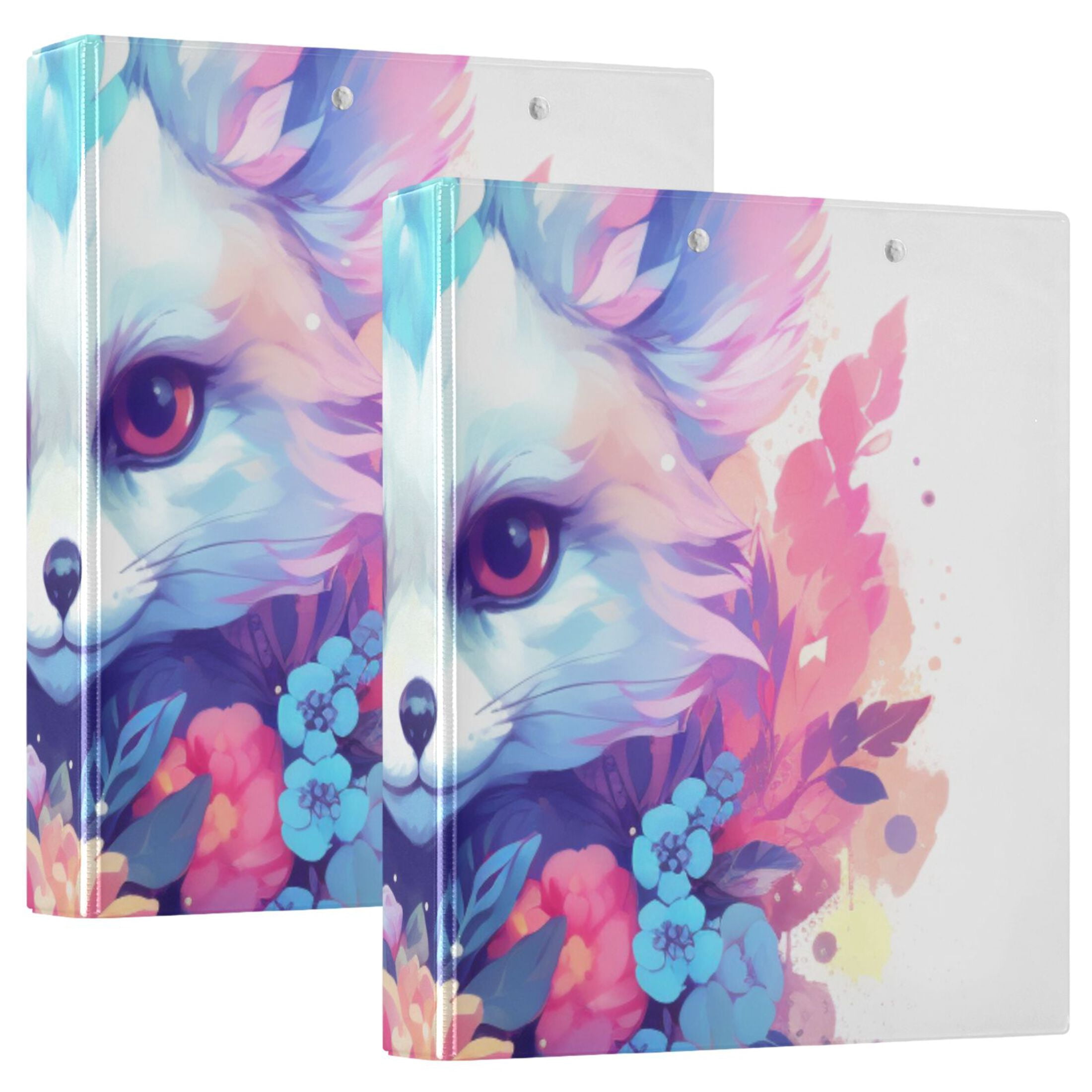 Fox Head Flowers Floral 3 Ring Binders 1.5 inch Hardcover File Folders ...