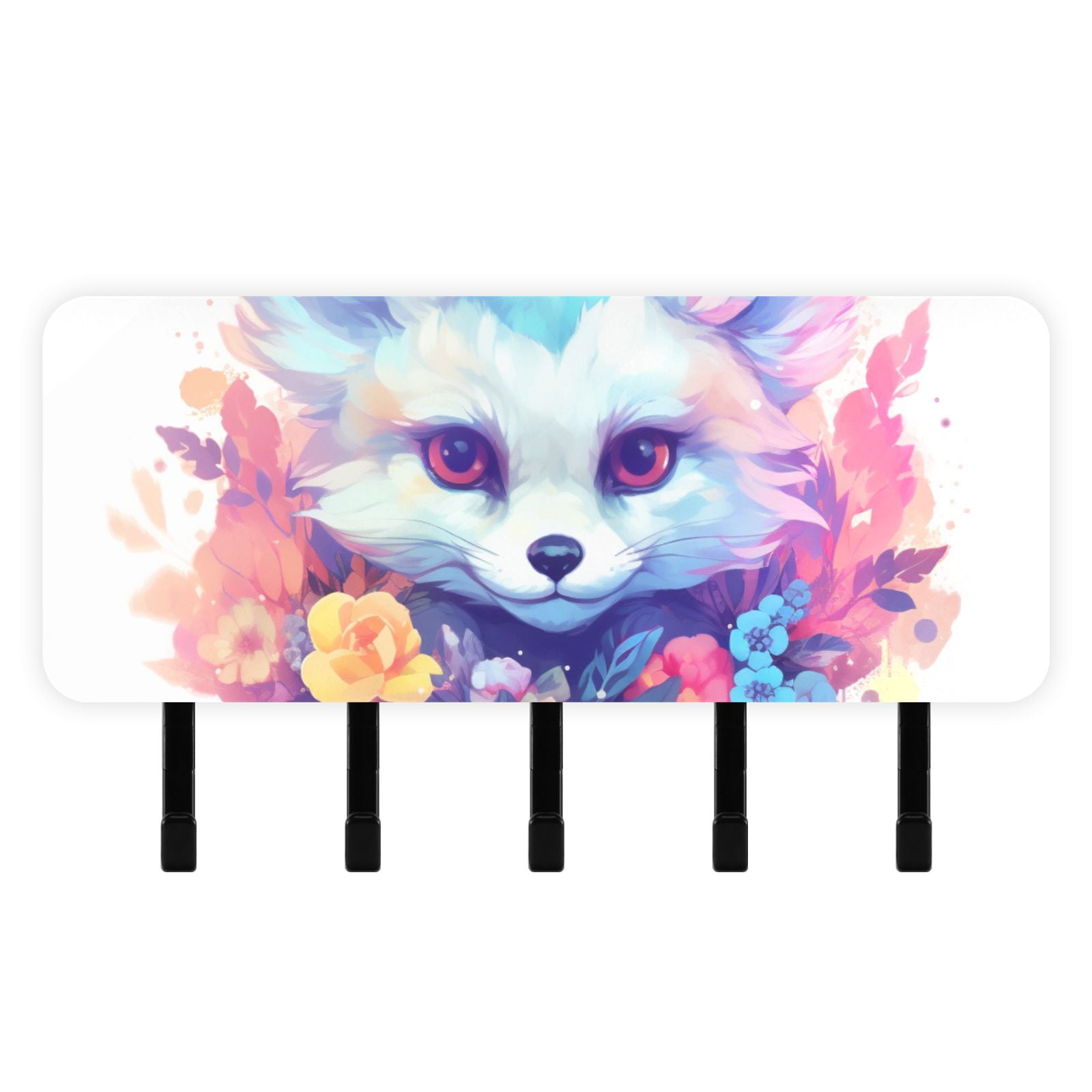 Fox Head Flowers Floral Mail Holder Organizer Wall Mount with Shelf Key ...