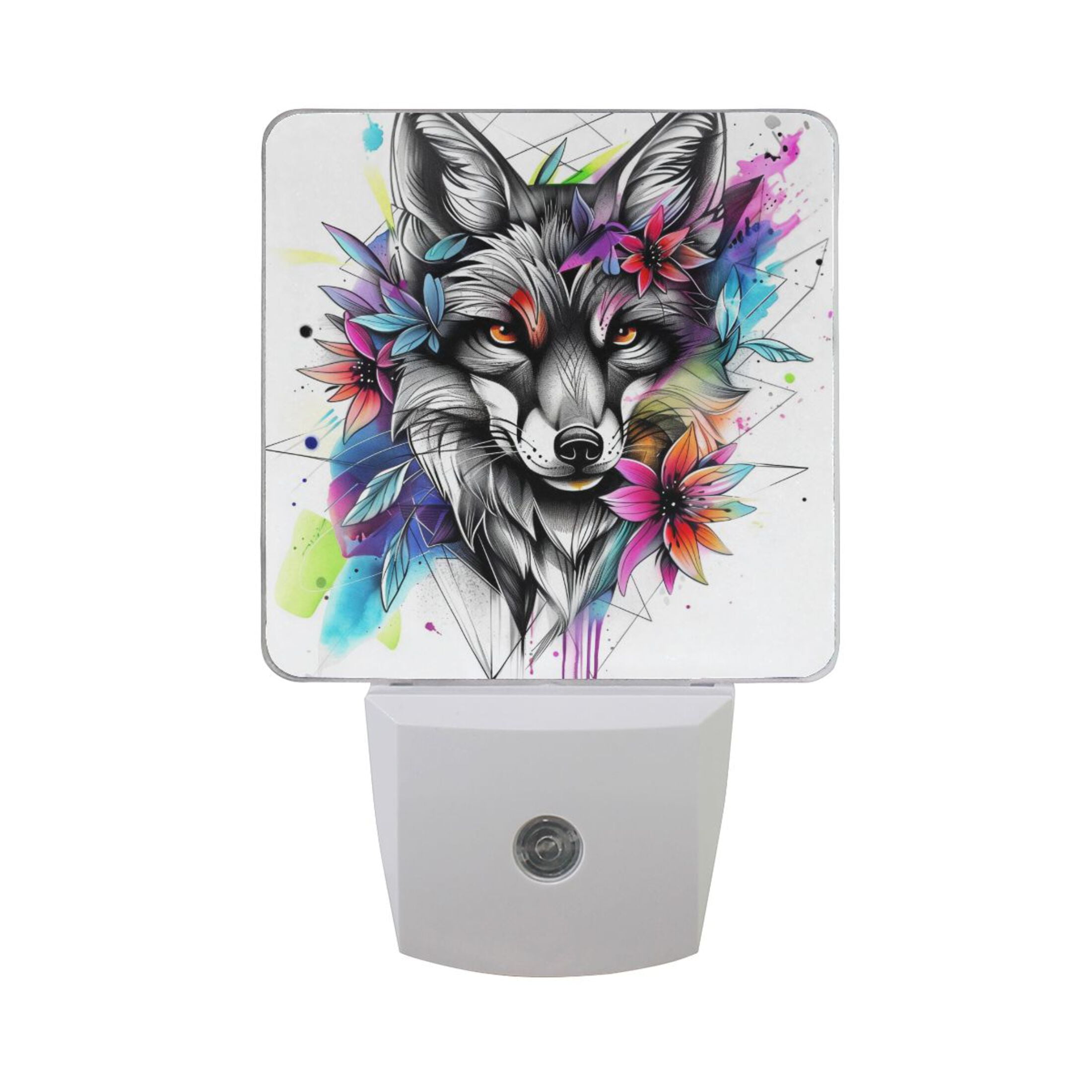 Fox Head with Flower Night Light 2 Pack LED Nightlight Plug into Wall ...