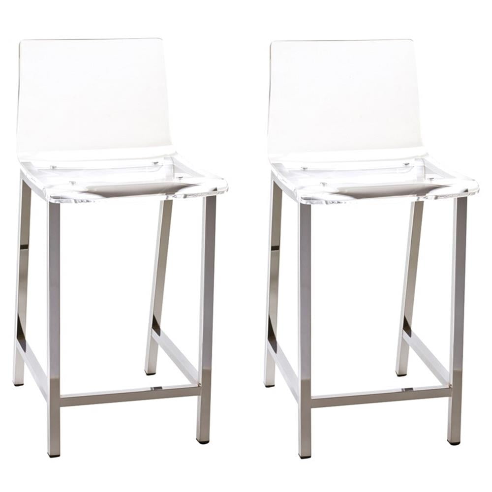 Fox Hill Trading Pure Decor 24" Acrylic Metal Counter Stools in Clear ...