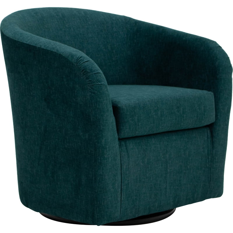 Fox Hill Trading Traditional Fabric Curved Arm Swivel Tub Chair in ...