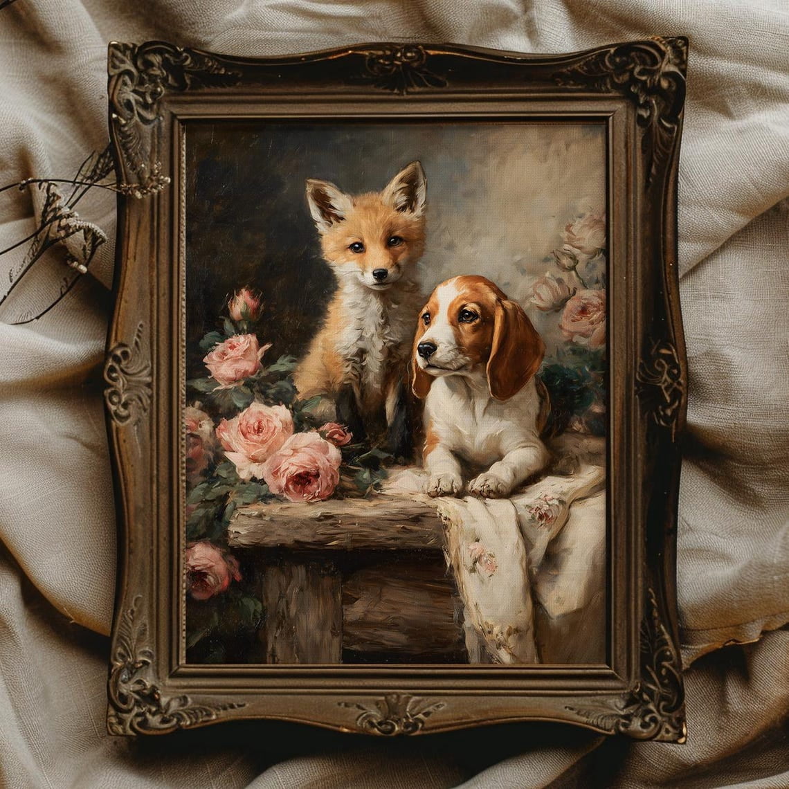 Fox And The Hound Print Fairytale Wall Art For Kid Bedroom Decor For ...