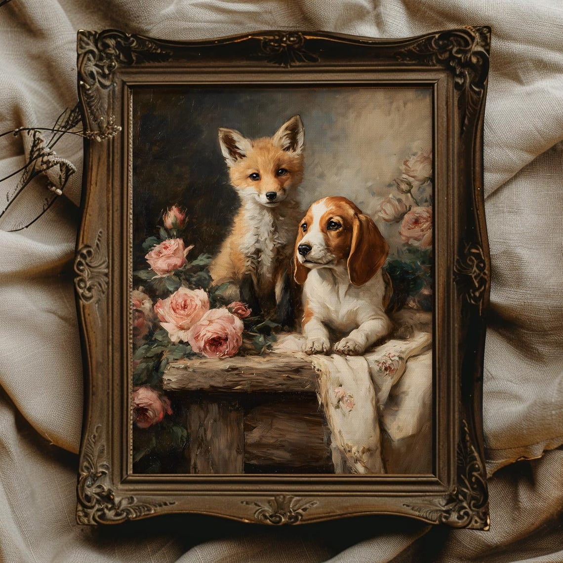 Fox And The Hound Print Fairytale Wall Art For Kid Bedroom Decor For ...