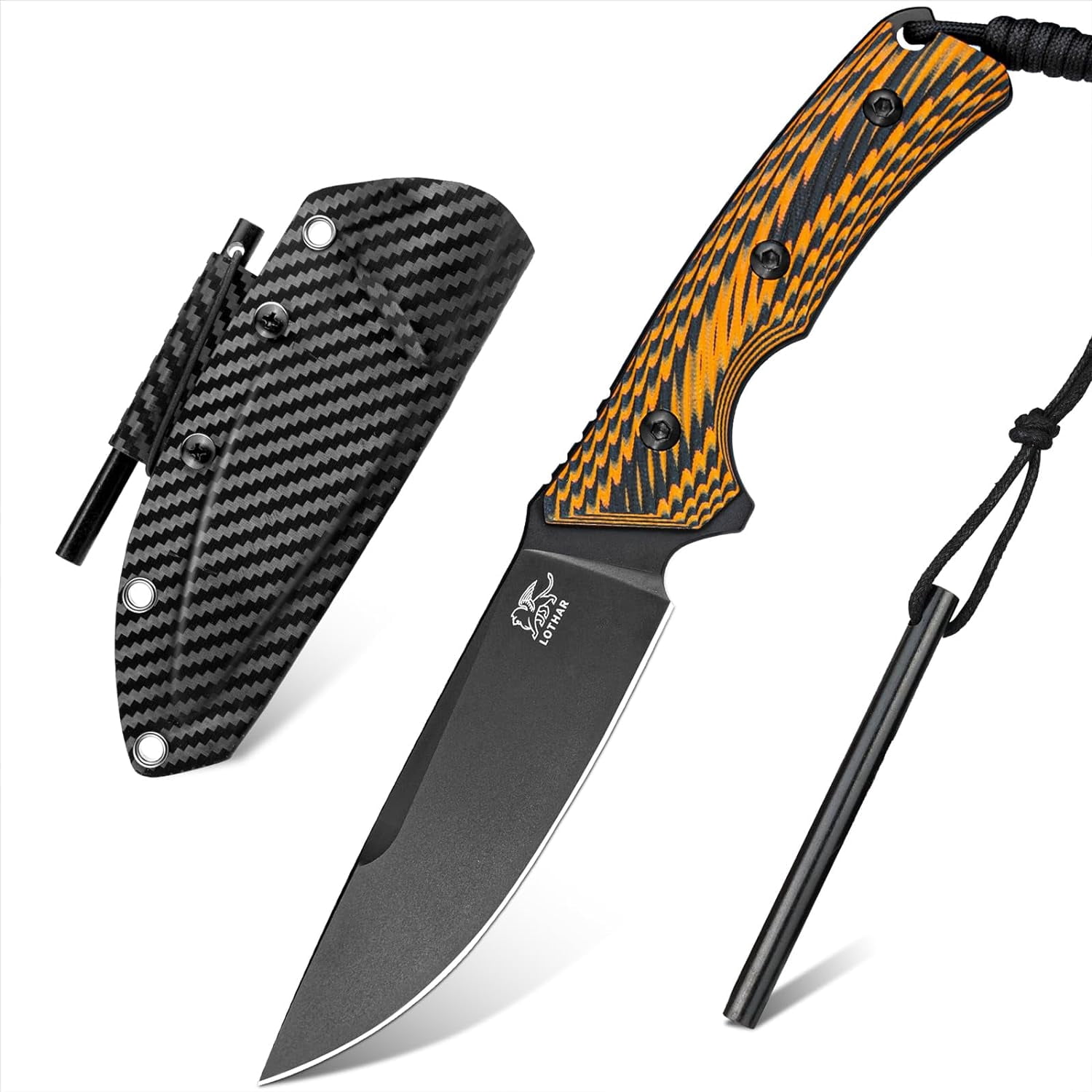 Fox Hunting Knife - 4.5" D2 Steel Fixed Blade with Kydex Sheath, G10 ...