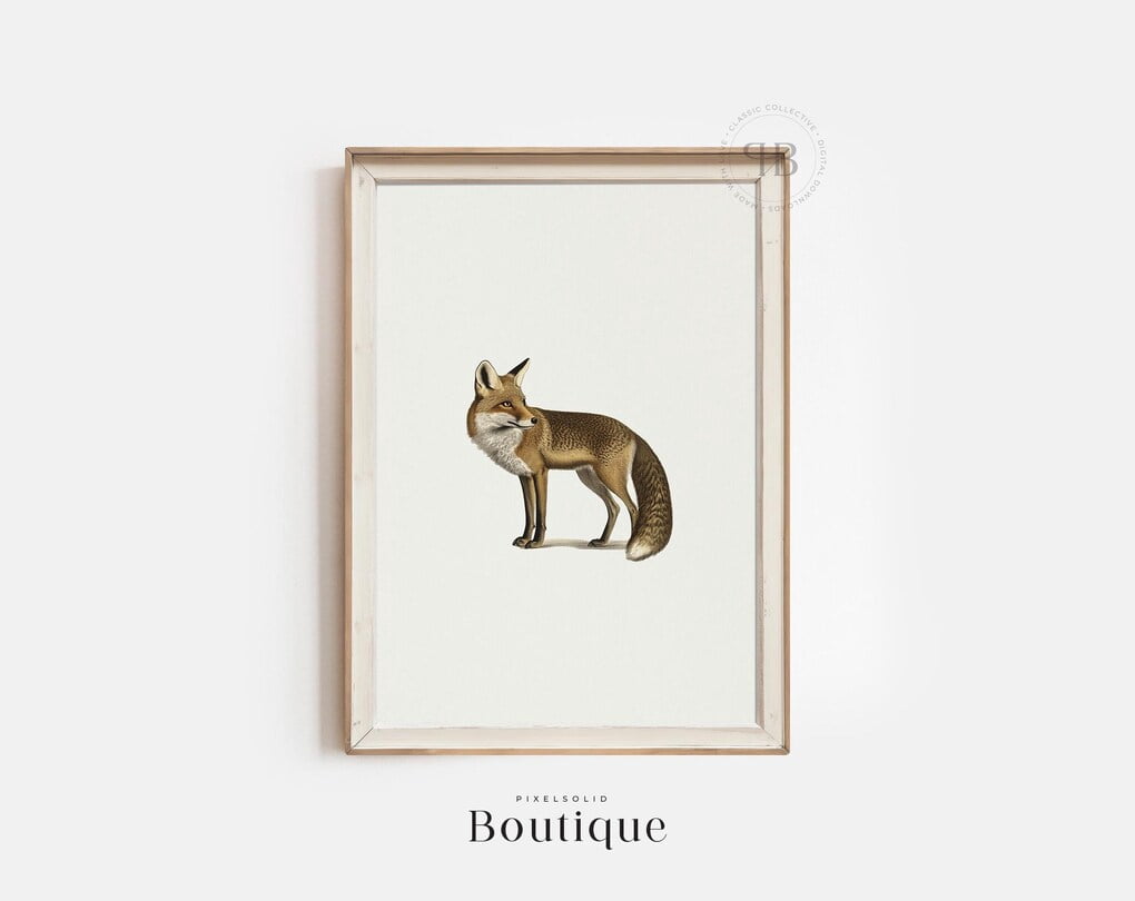 Fox Illustration Print, Rustic Woodland Animal Wall Art, Nature ...