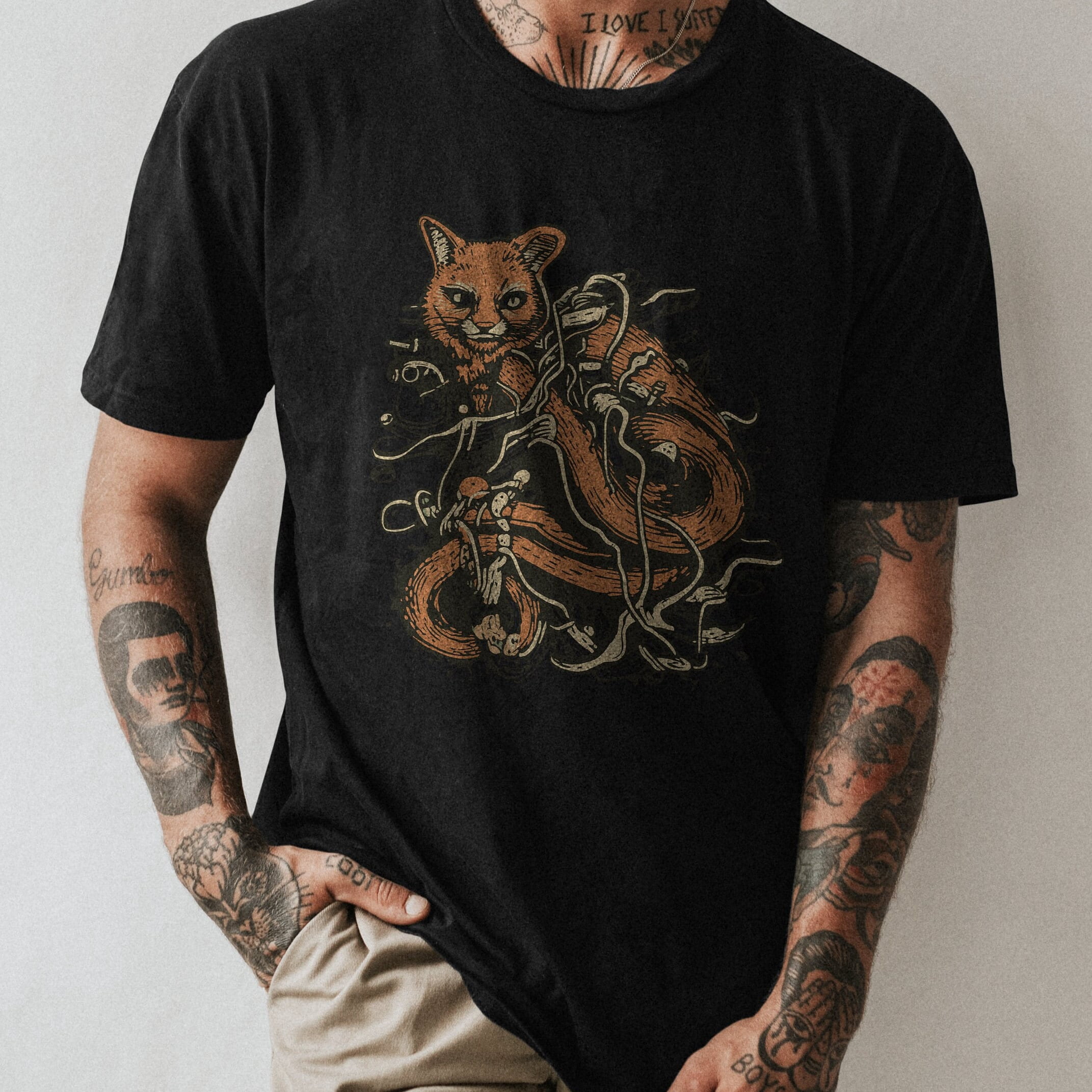 Fox Illustration Shirt | Funny Fox Print T-Shirt | Fox Lover's Shirt ...