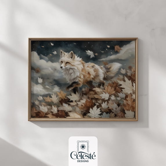 Fox In Autumn Leaves Print, Rustic Woodland Fall UNFRAMED Poster, Wall ...