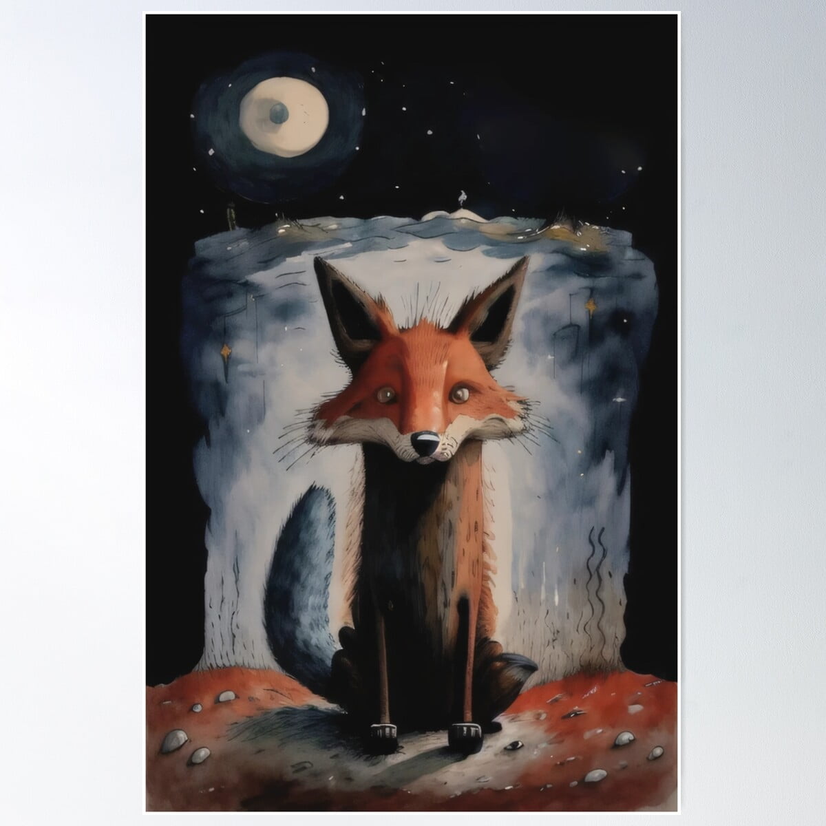 Fox In The Night – Magical Adventure Poster Wall Art, Modern Wall Decor ...