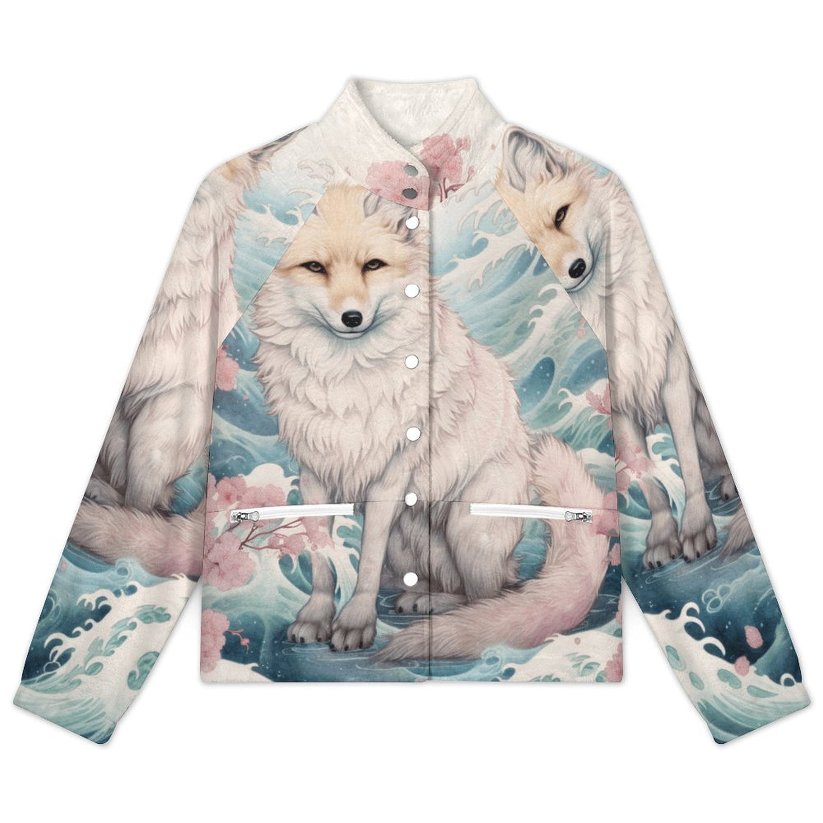 Fox Jacket Women's Stand Collar Warm Outwear Autumn Winter Female Loose ...
