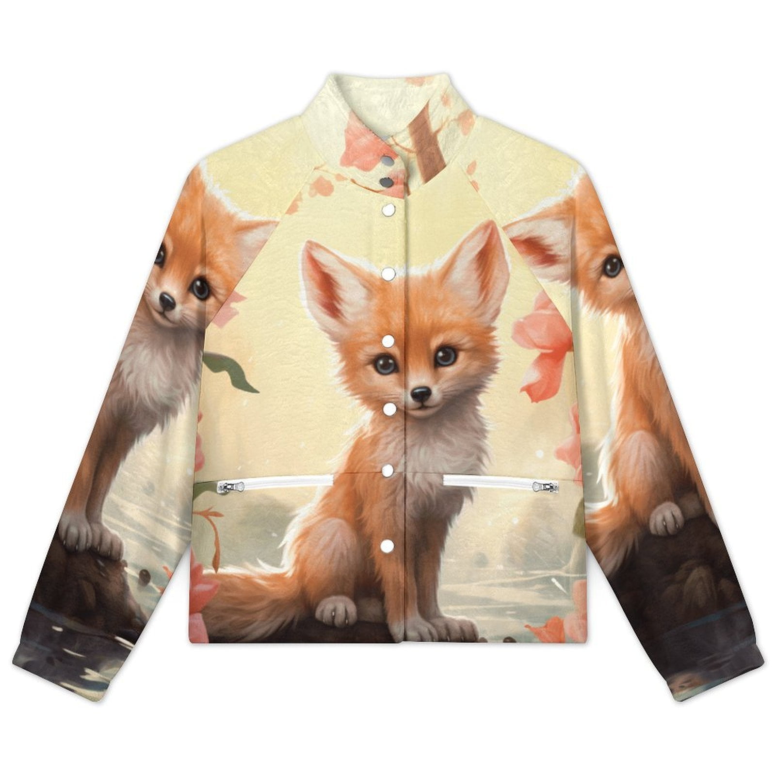 Fox Jacket Women's Stand Collar Warm Outwear Autumn Winter Female Loose ...