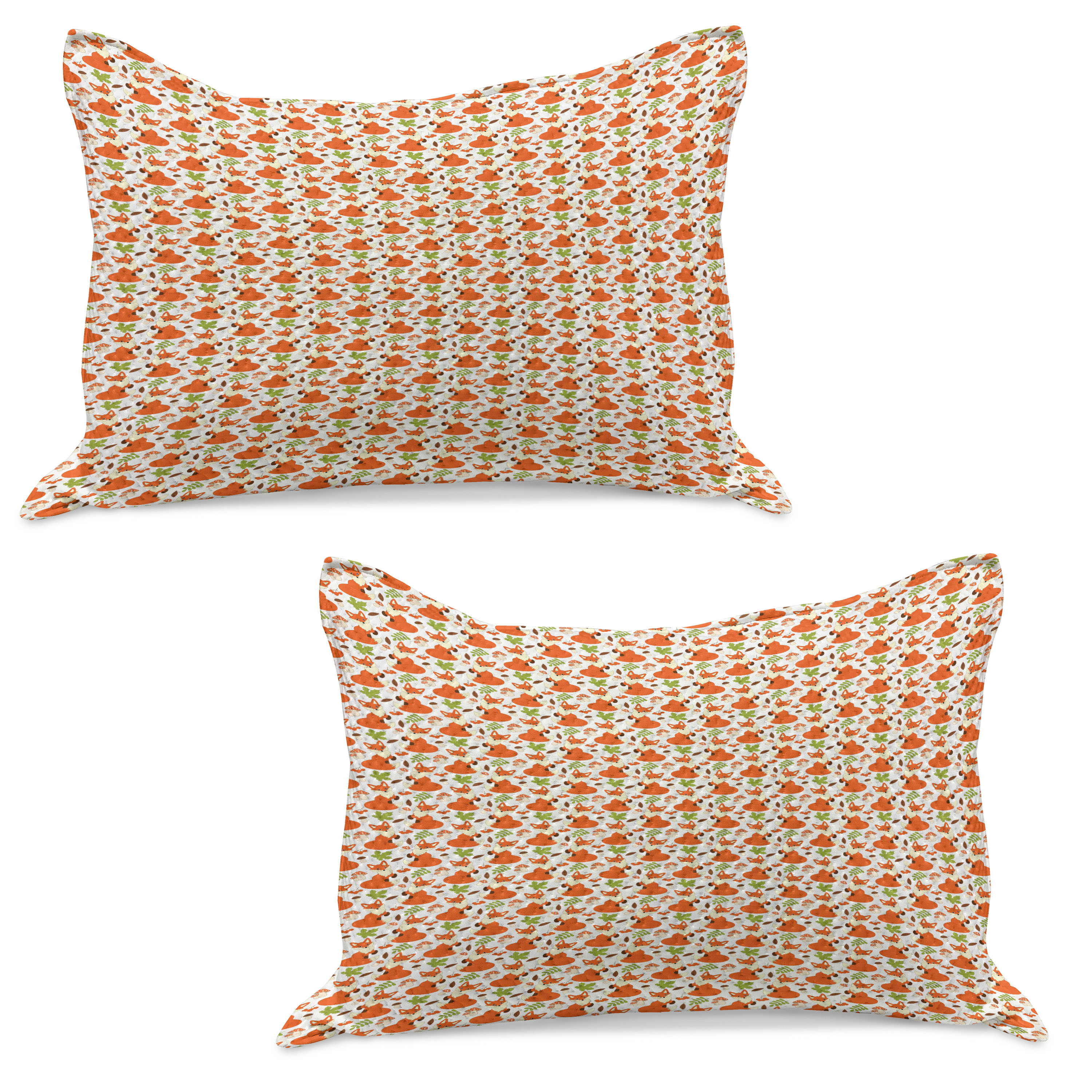 Fox Knitted Quilt Pillowcover Set of 2,est Fauna and Flora with Foxes ...