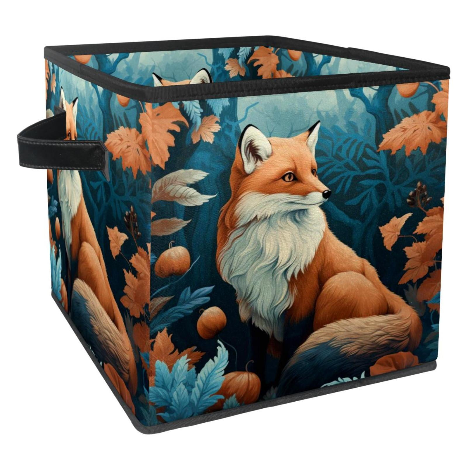 Fox Large Capacity Foldable Storage Basket with Handle 10.8"x10.5"x10.6 ...