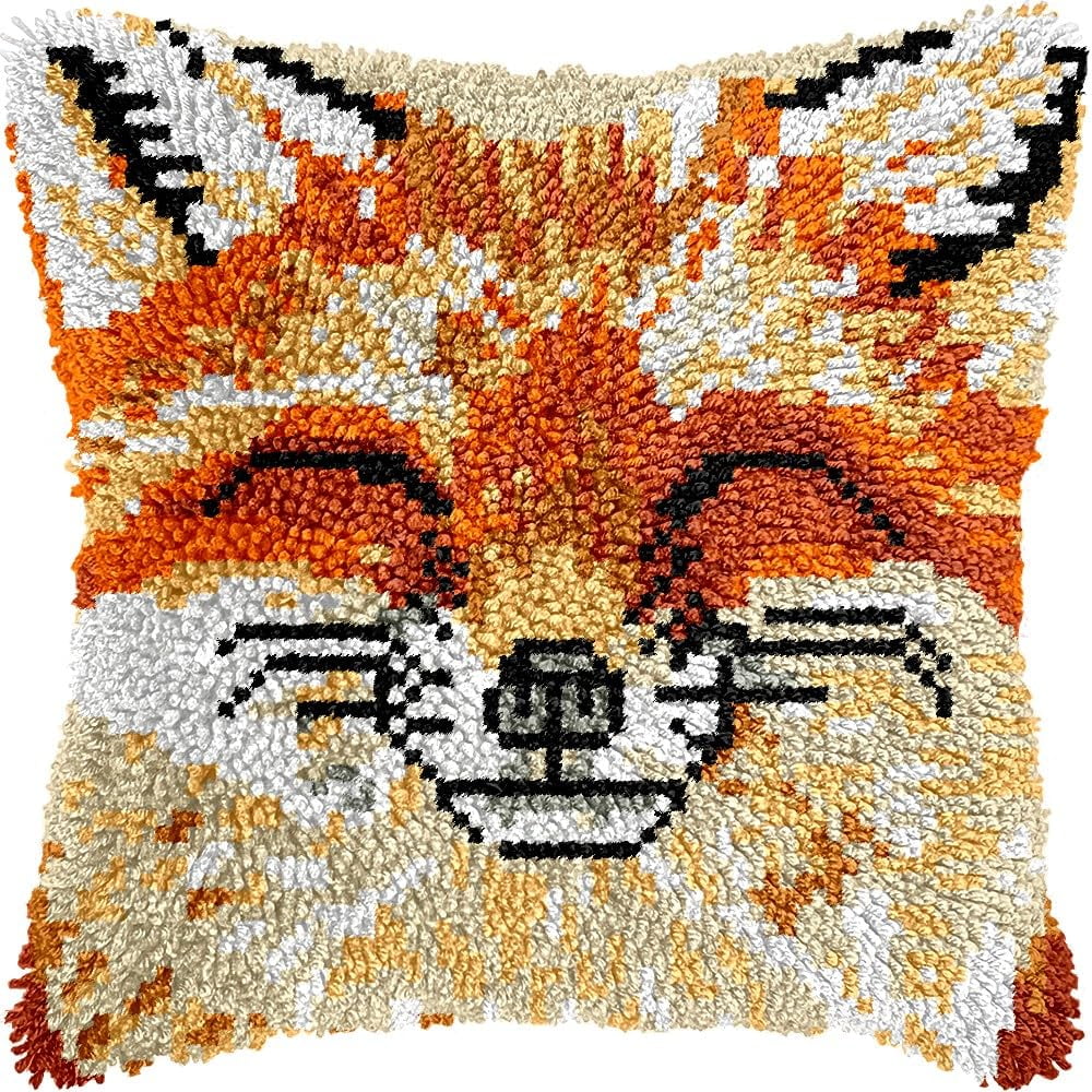 Fox Latch Hook Kits Pillow DIY Pillowcase Crochet Hook Cushion Making ...