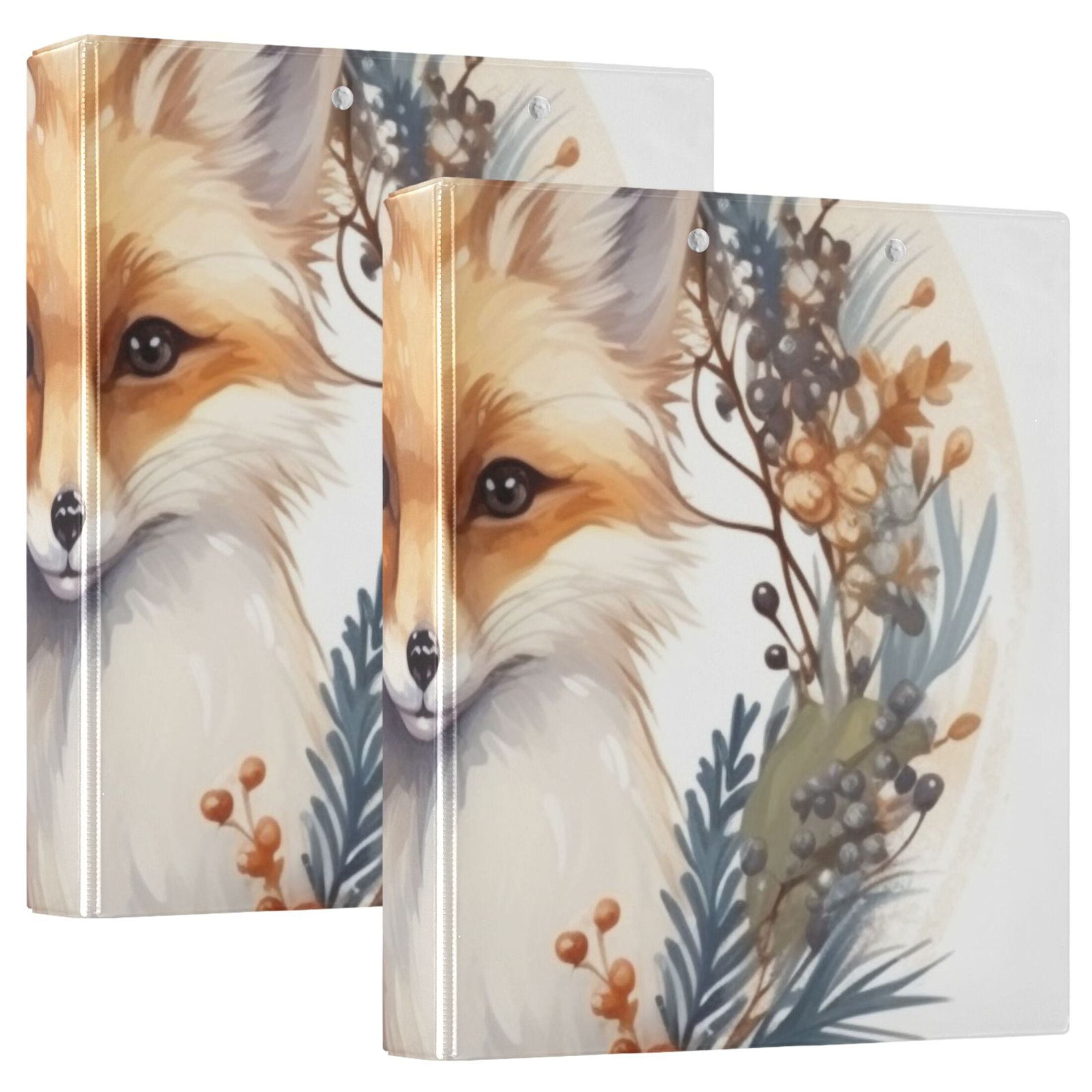 Fox Leaves Fruit Circle 3 Ring Binders 1.5 inch Hardcover File Folders ...