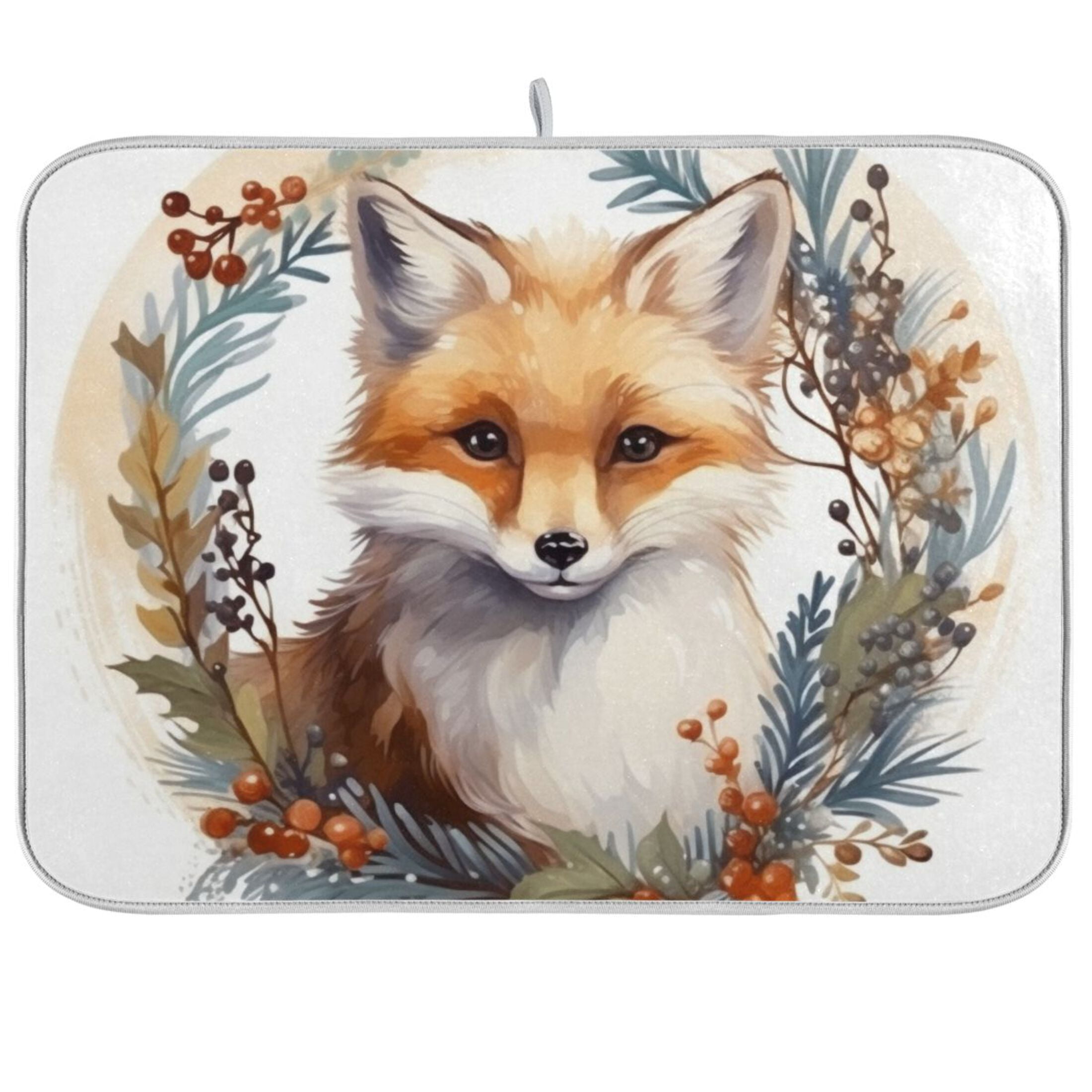 Fox Leaves Fruit Circle Dish Drying Mat Dish Drainer Rack Mats Water ...