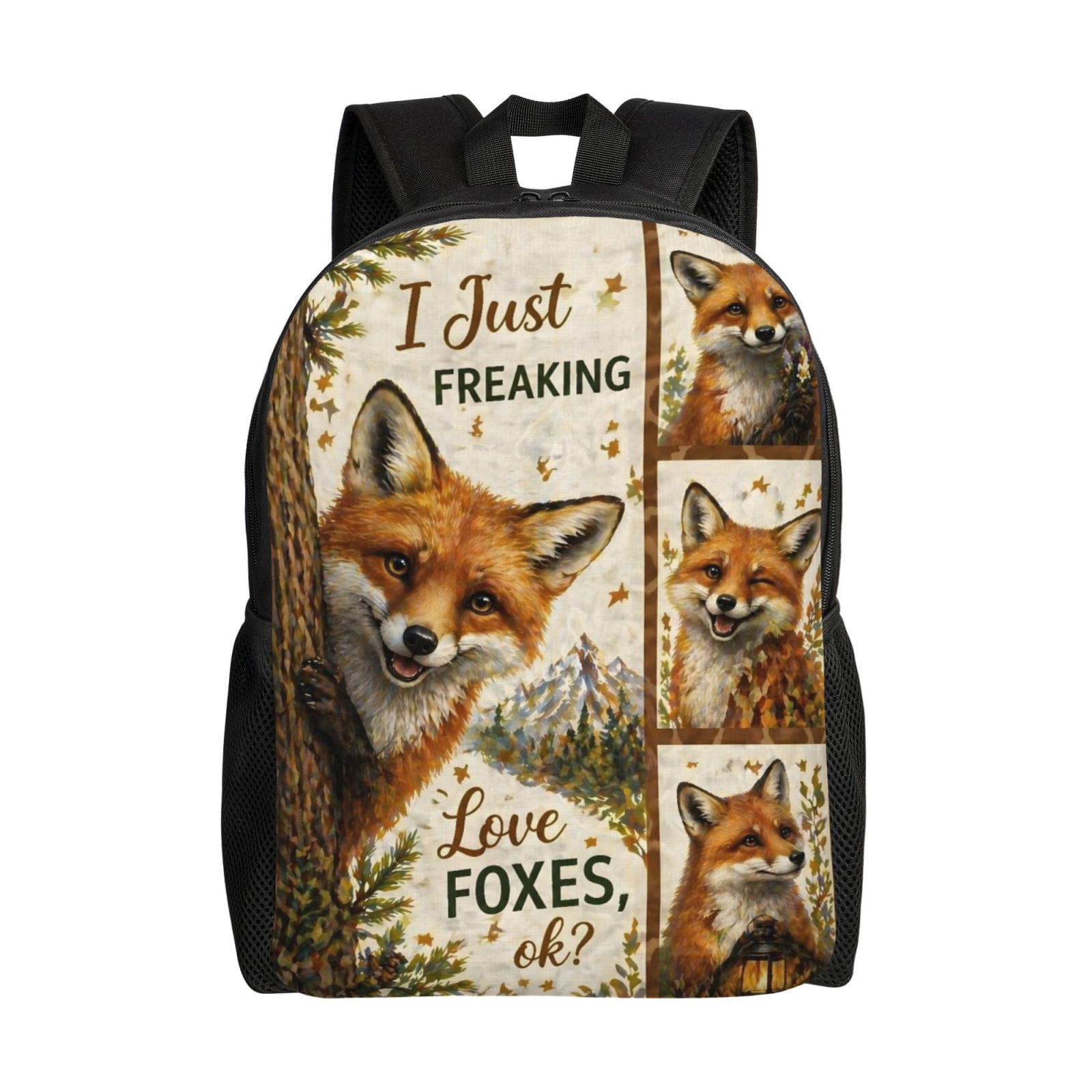 Fox Lover Backpack Full Front Print Travel Laptop Bag for Men and Women ...
