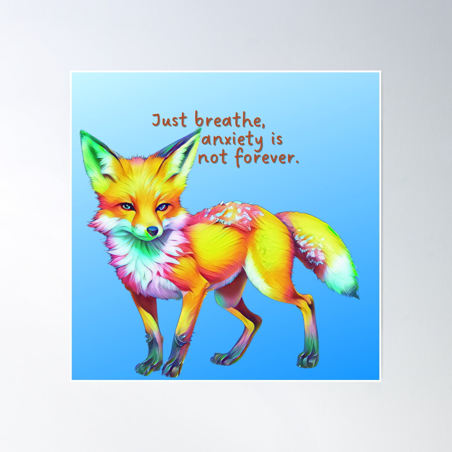Fox Lover Kitsune Anxiety Foxy Poster Wall Art, Modern Wall Decor ...