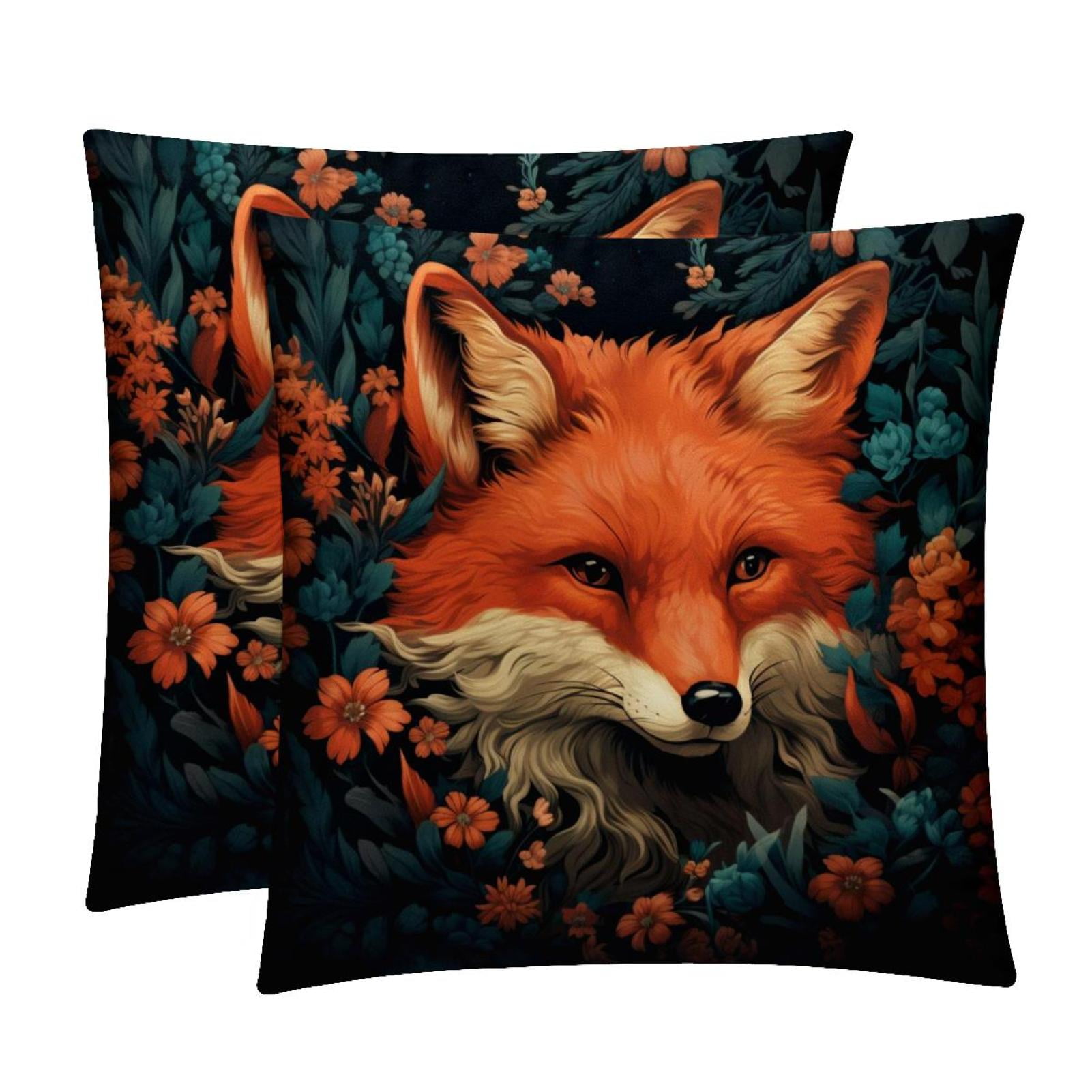Fox Luxurious Velvet Throw Covers Pillow Inserts - Set of 2 Throw ...