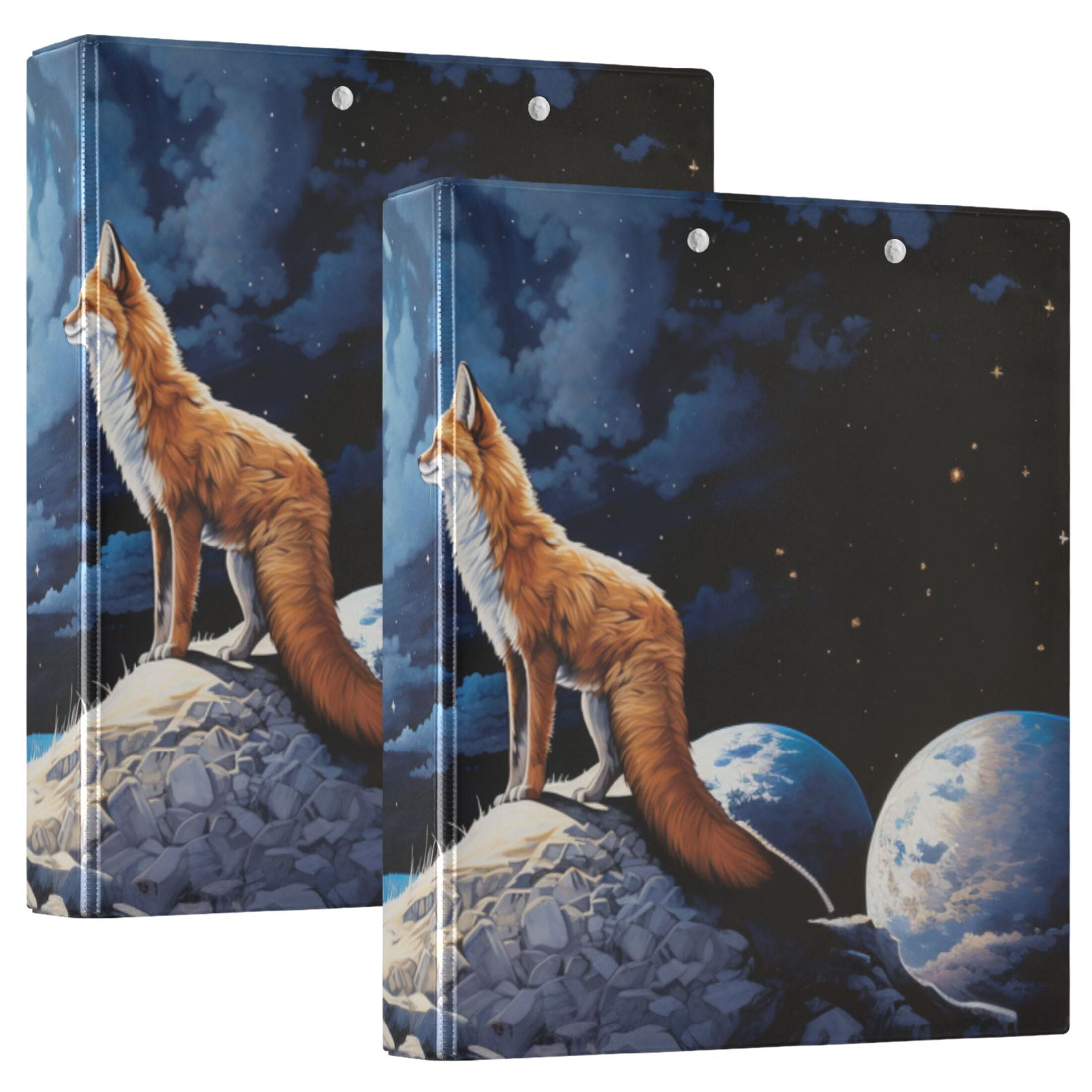 Fox Mountain and Moon 3 Ring Binders 1.5 inch Hardcover File Folders ...
