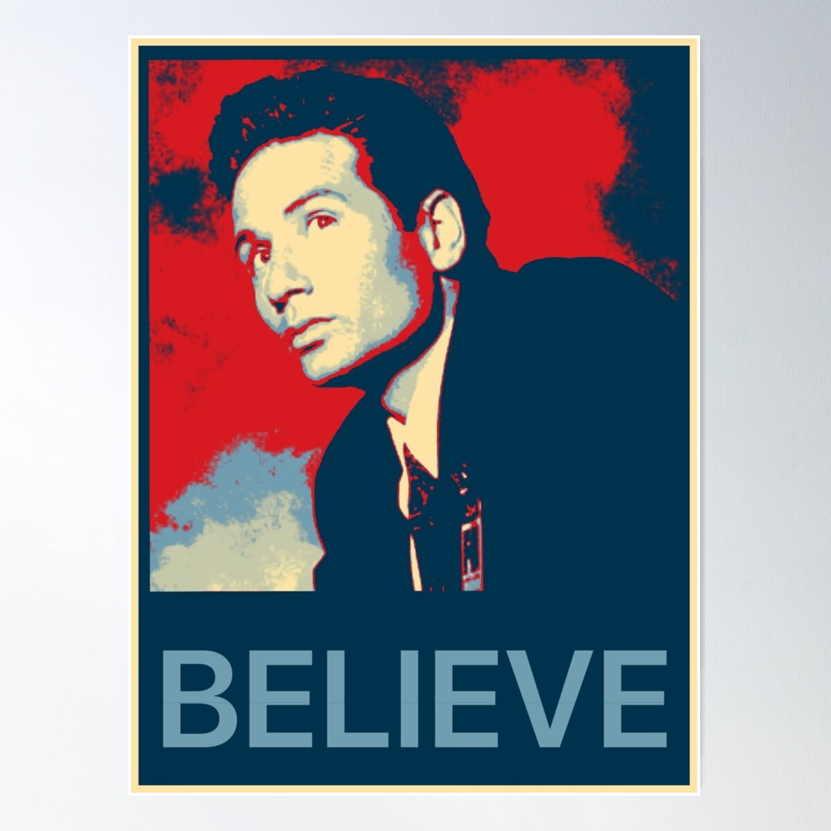 Fox Mulder Says ‘Believe’ Poster Wall Art, Modern Wall Decor For Living ...