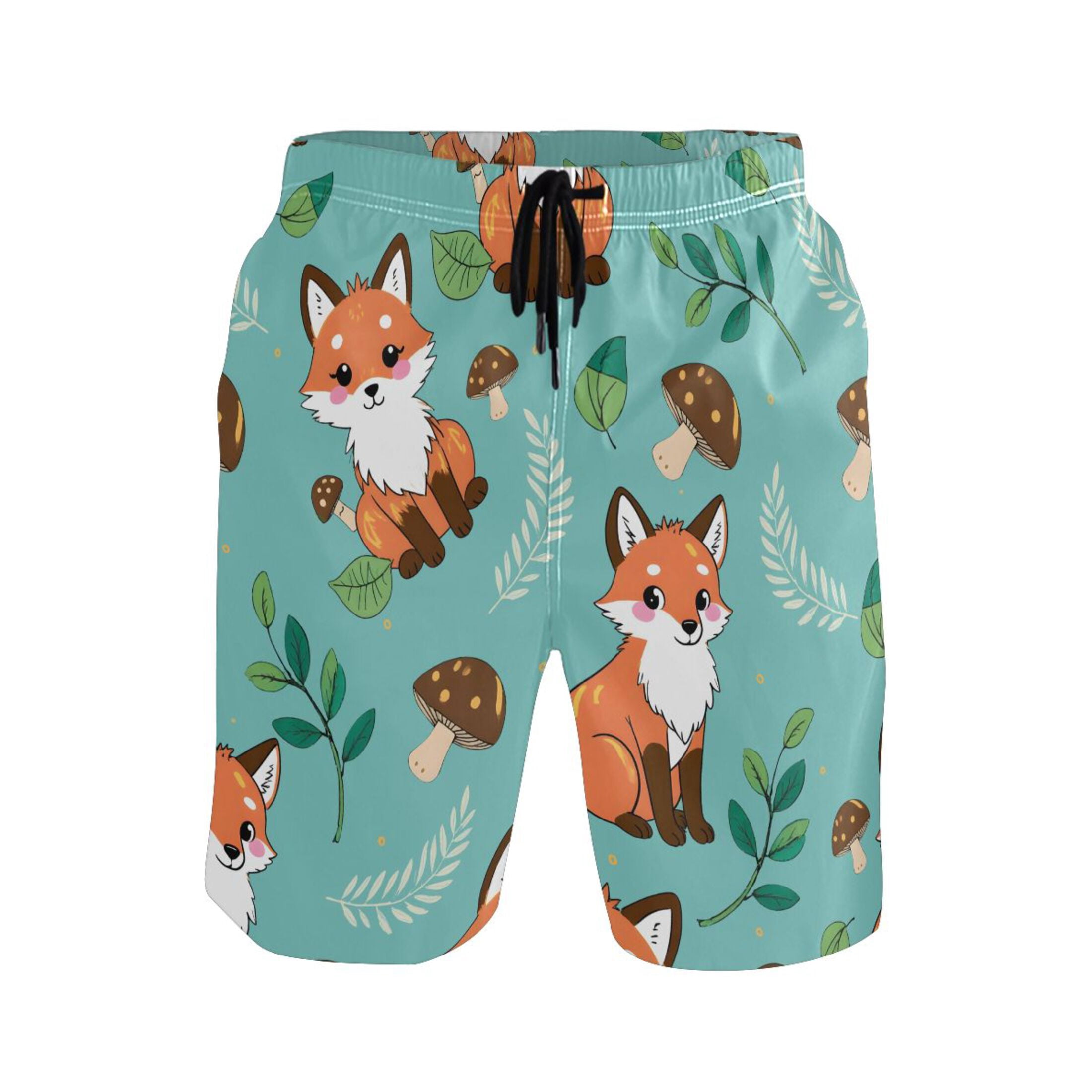 Fox Mushroom Pattern Mens Swim Trunks Quick Dry Board Shorts Breathable ...