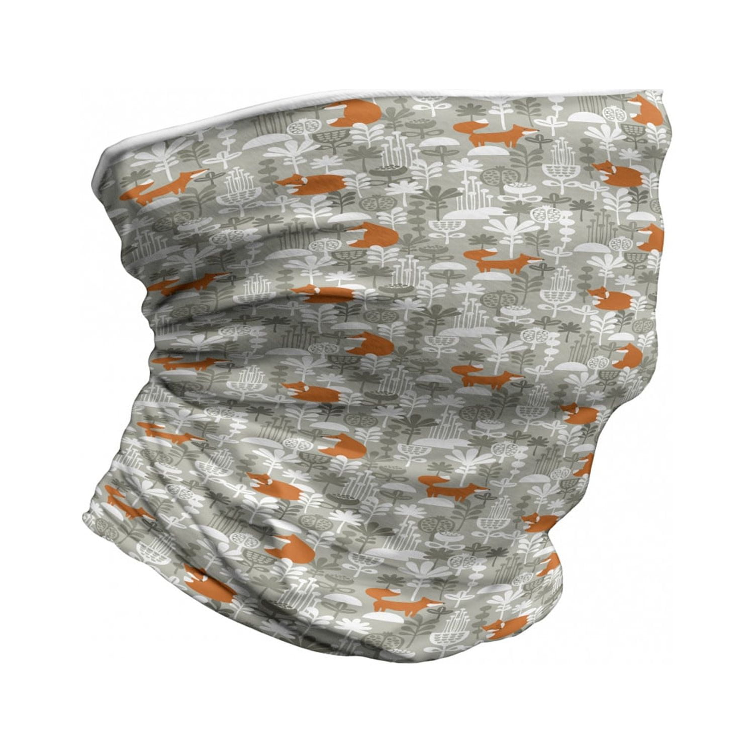 Fox Neck Gaiter, Doodle Style Forest Design, Unisex, Orange White, by ...