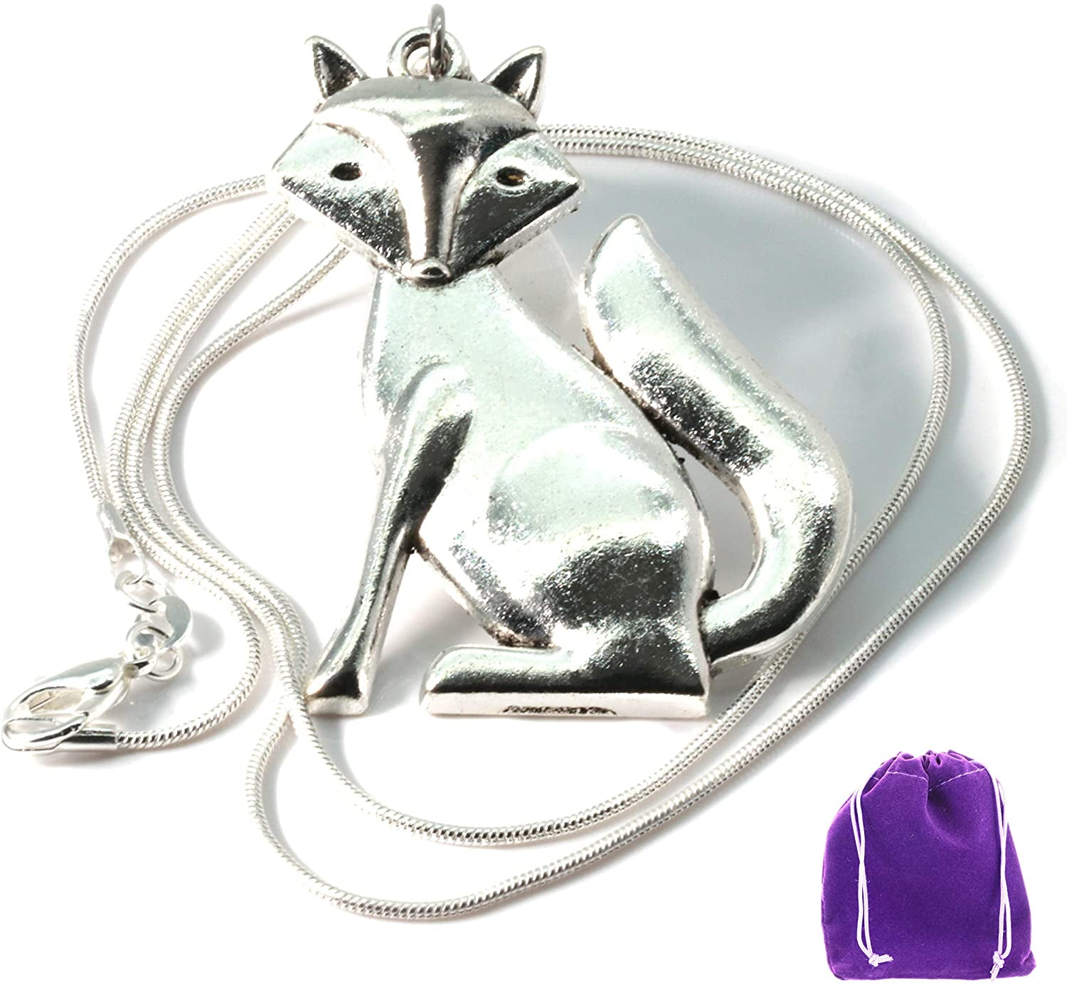 Fox Necklace | Fox Jewelry For Women Silver Plated Snake Chain Necklace ...