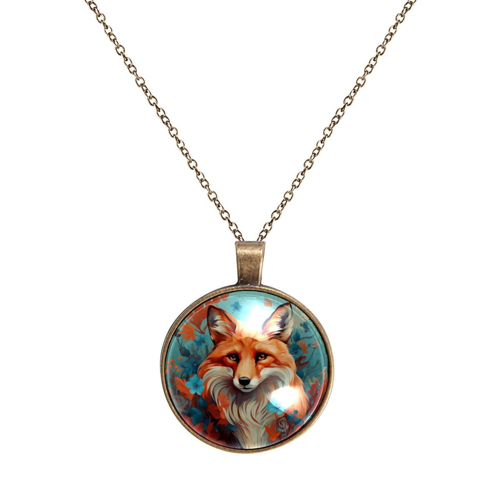 Fox Necklace Personalized Custom Photo Round Pendant Adjustable ...
