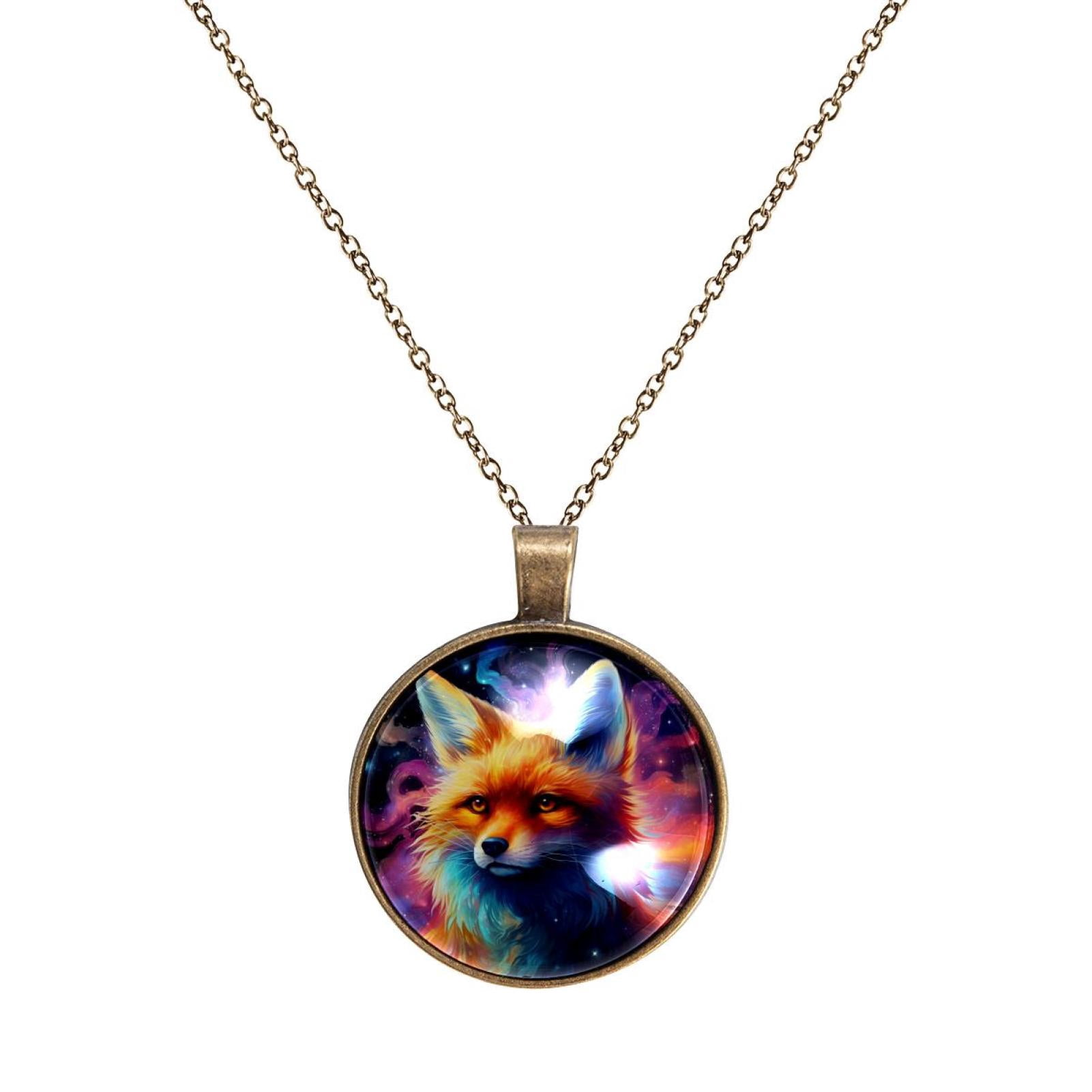 Fox Necklace Personalized Custom Photo Round Pendant Adjustable ...
