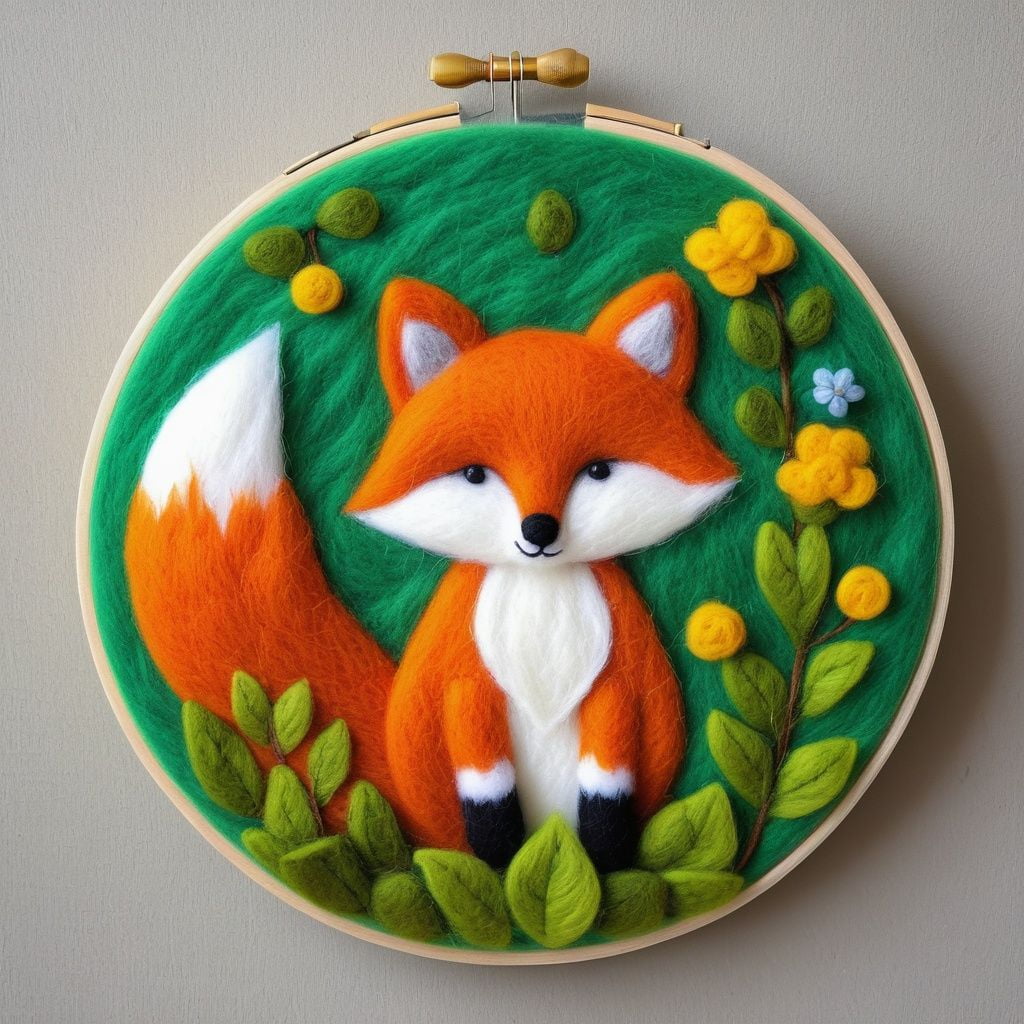 Fox Needle Felting Set, Beginner Felt Painting Set, With Wool Felt ...
